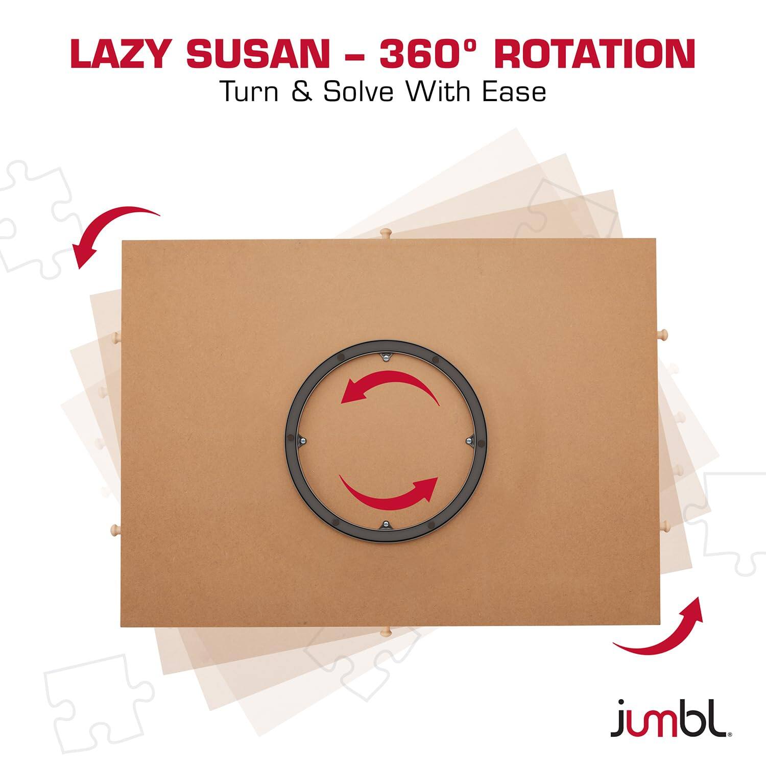 Jumbl 2000 Piece Puzzle Board with Drawers, Lazy Susan & Cover Rotating ...