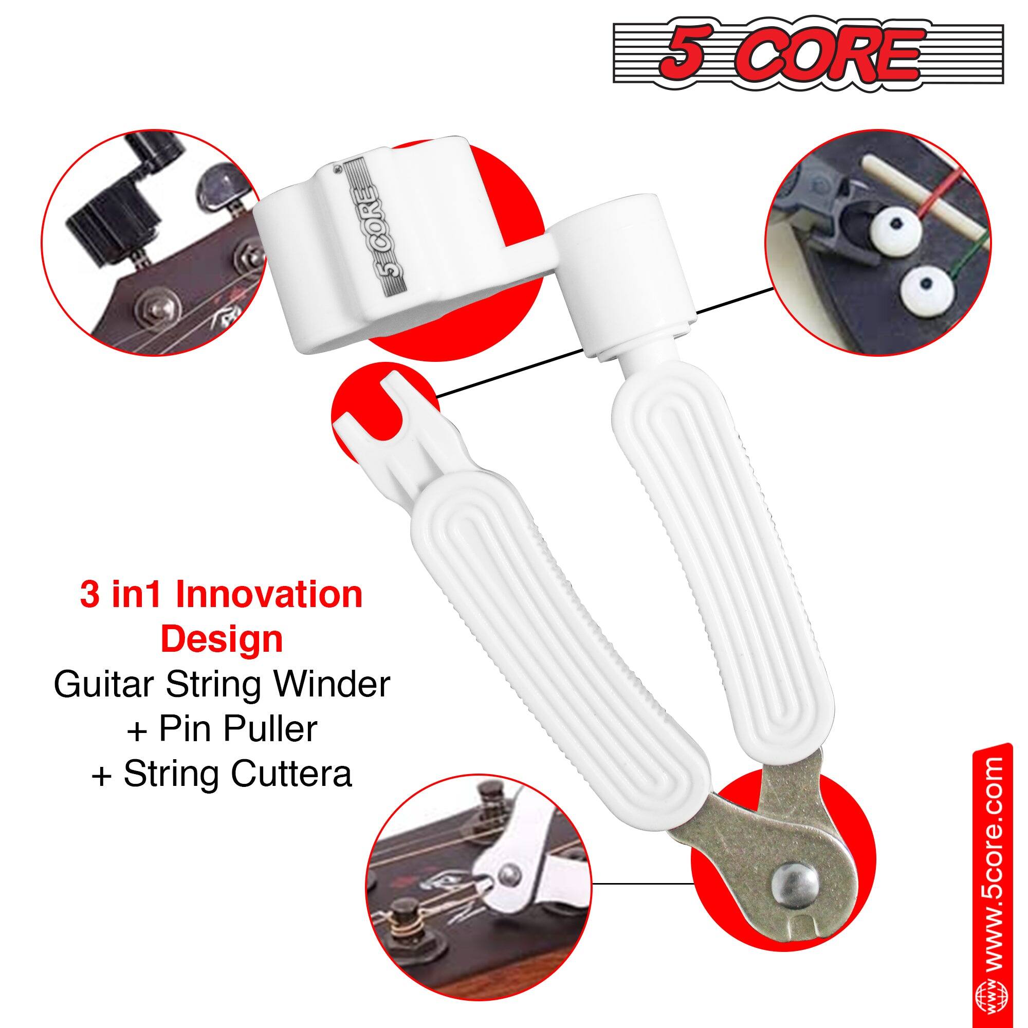 5 CORE Guitar String Winder Cutter Bridge Pin Remover 3In1 Acoustic ...