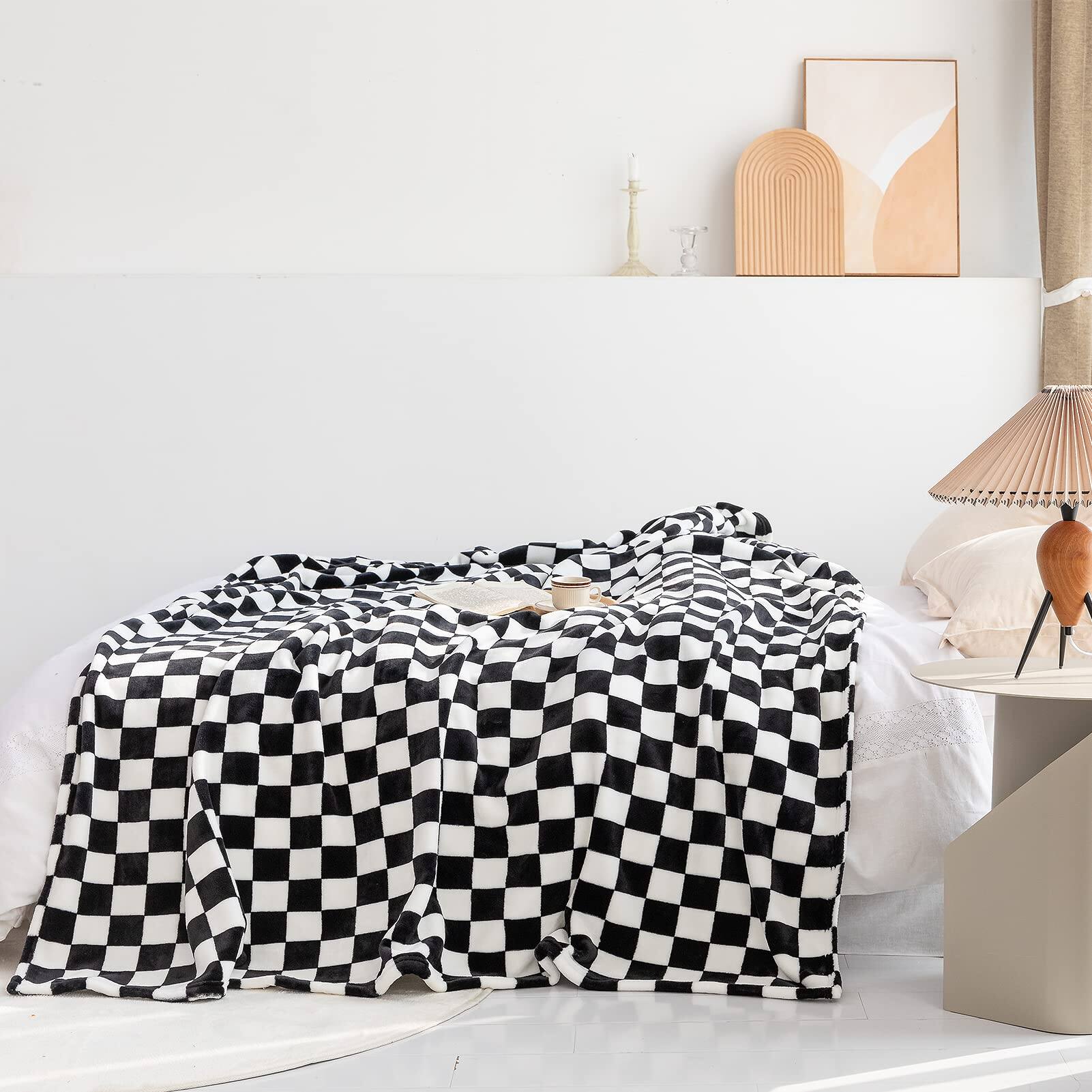 Pacoar Cade Throw Blankets Flannel Blanket With Checkerboard Grid ...