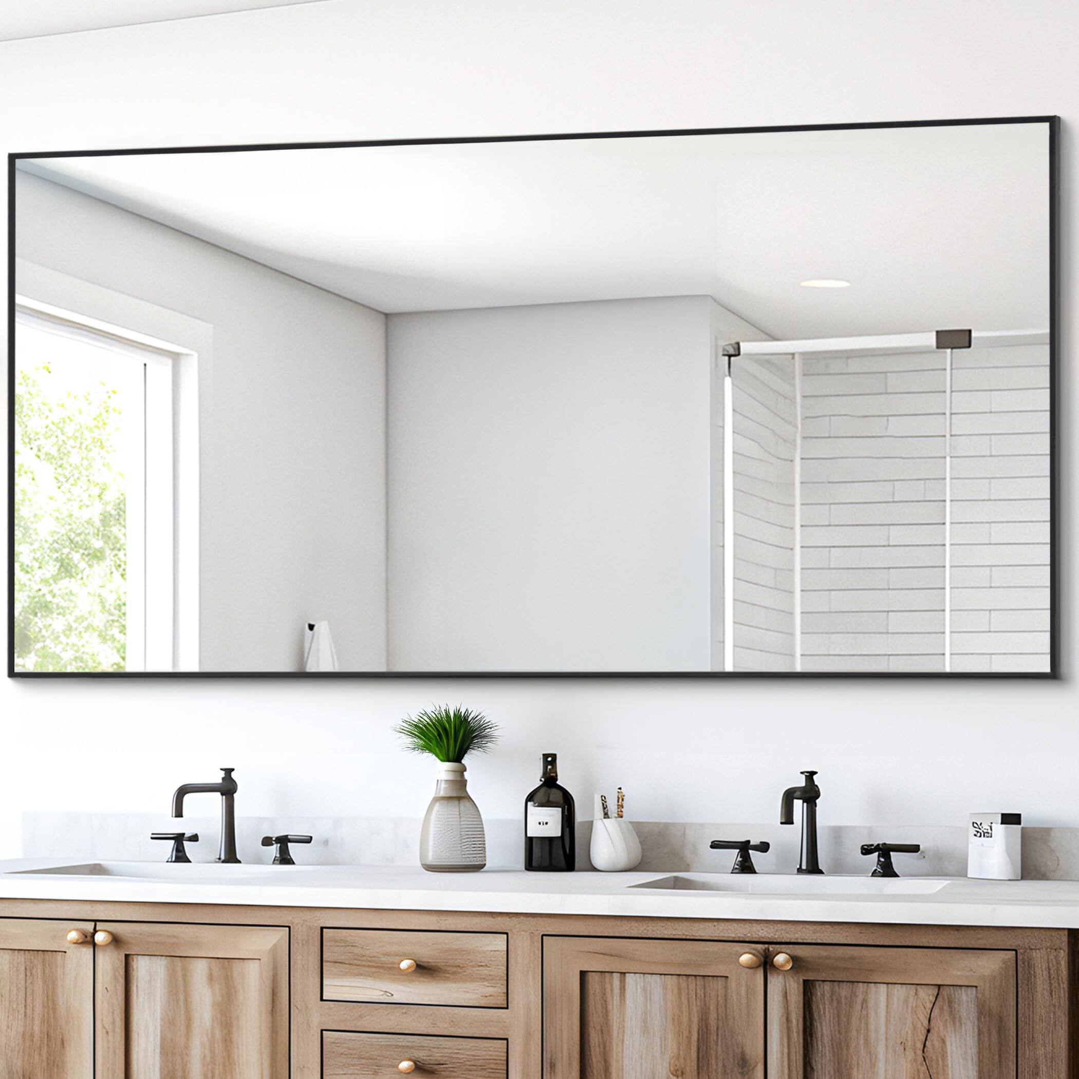Cedar Assembly Bathroom Mirror For Wall Rectangle Mirrors With Metal ...