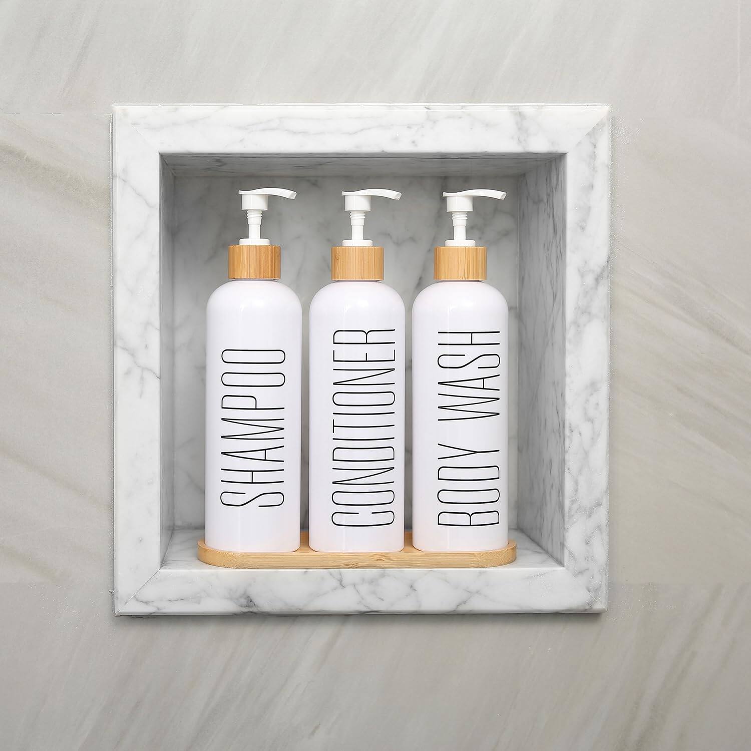 Dapper Styles Shampoo And Conditioner Dispenser Contains Body Wash Dispenser Shower Soap With ...