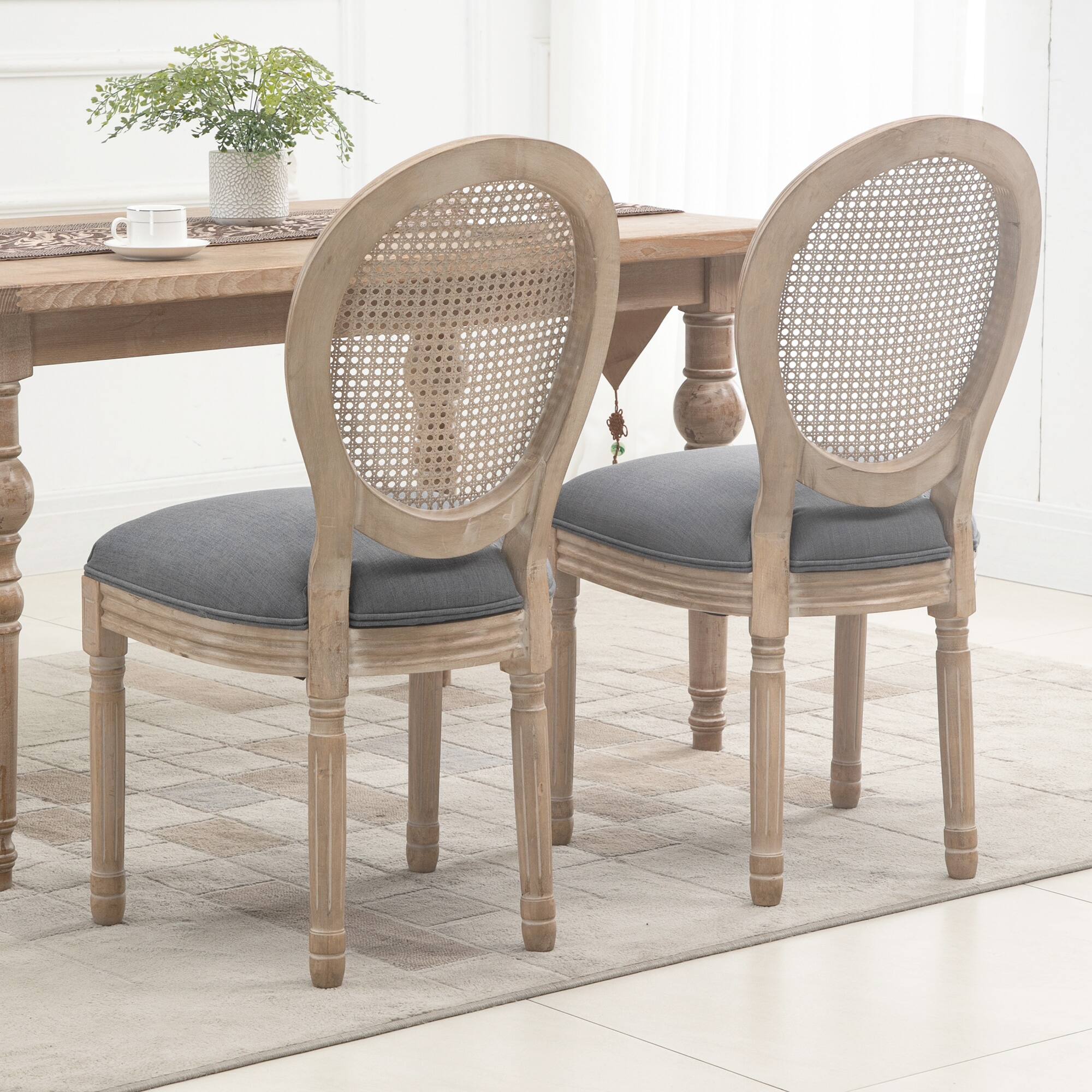 Homcom French Style Upholstered Dining Chair Set, Armless Accent Side ...