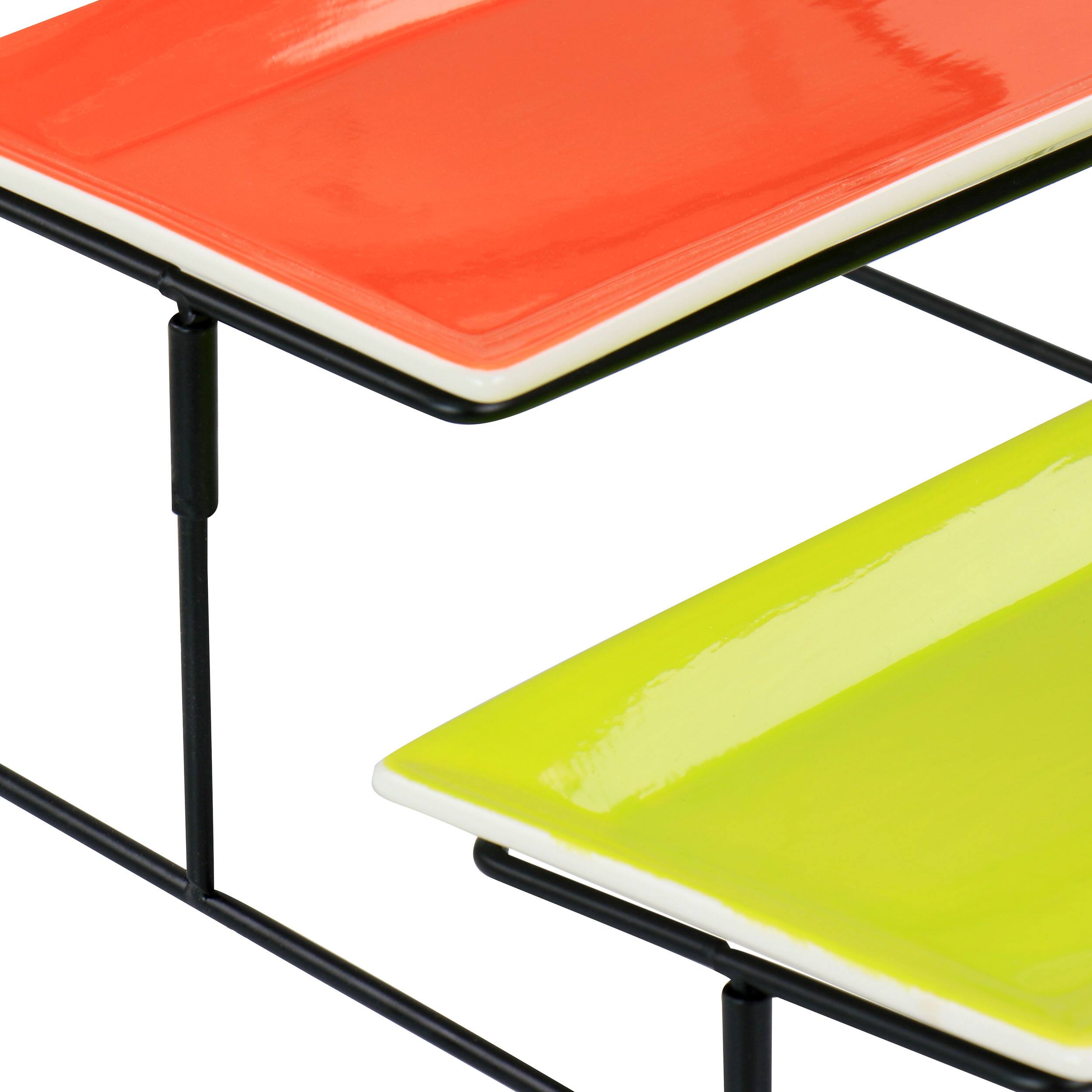 Gibson Home Crenshaw Hand Painted Stoneware 3 Tier Serving Set with ...