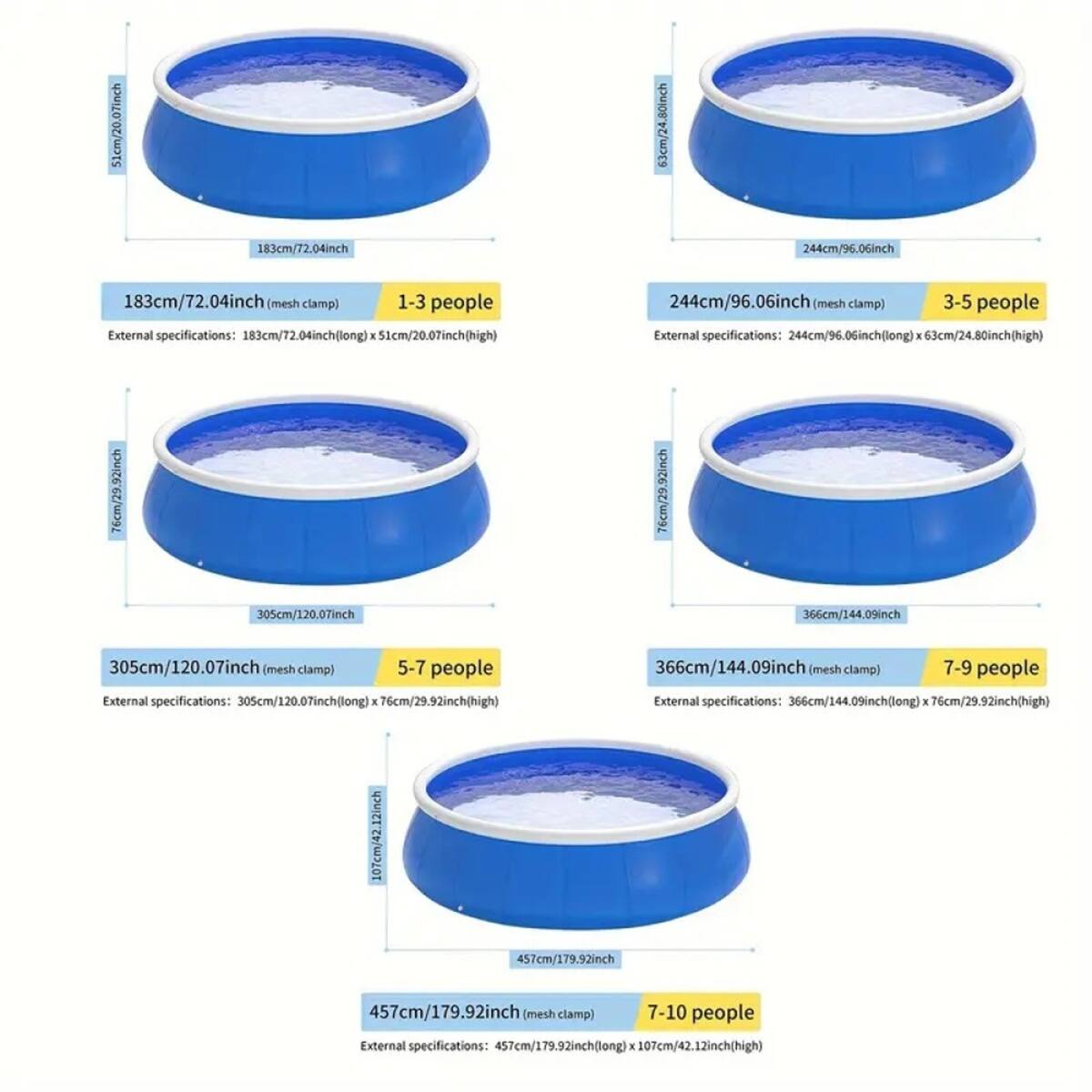 HTUTWOO Foldable Inflatable Swimming Pool 96x96" Butterfly Coil Mesh ...