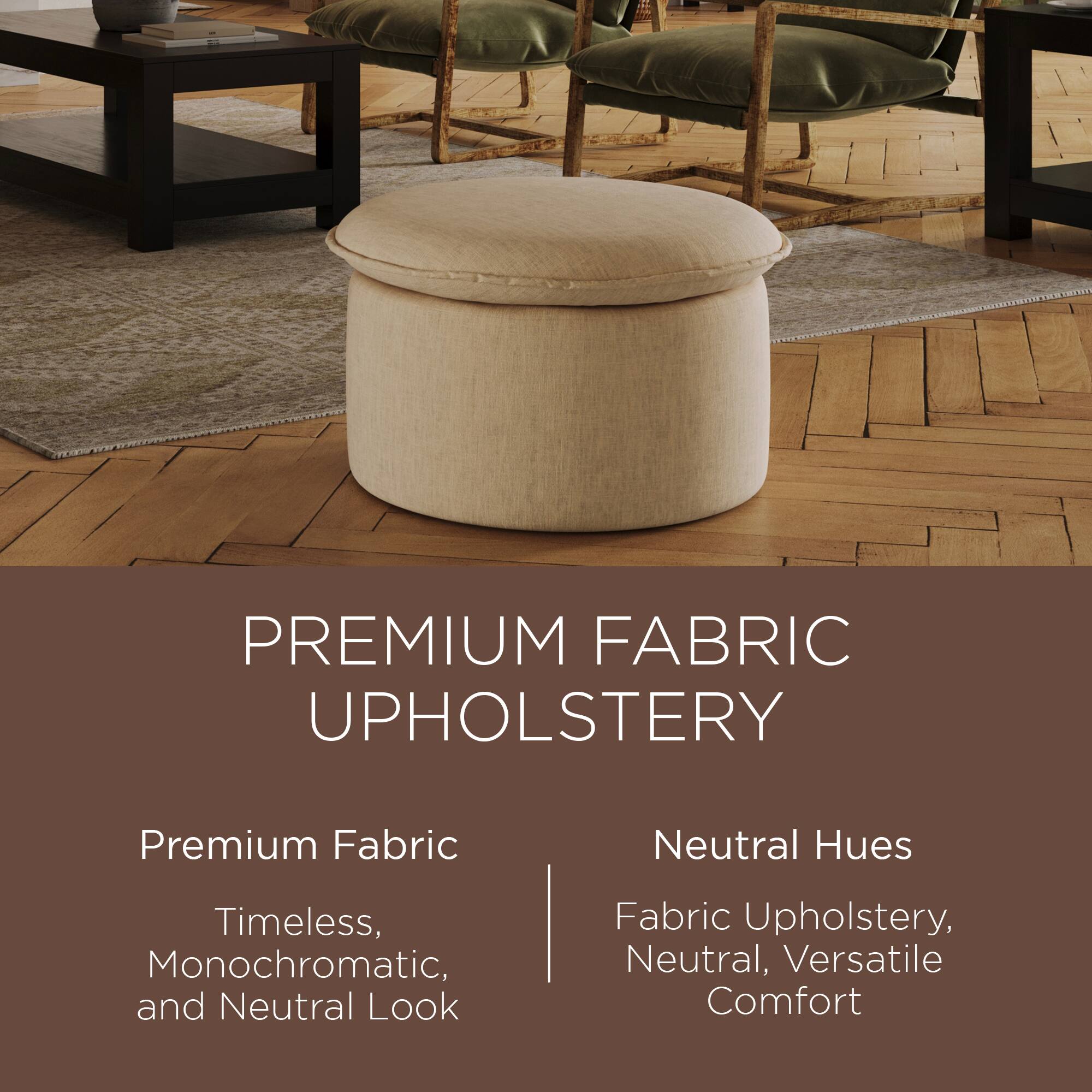 Maven Lane Lyra Contemporary Ottoman Fabric Upholstery Cream ML355304 ...