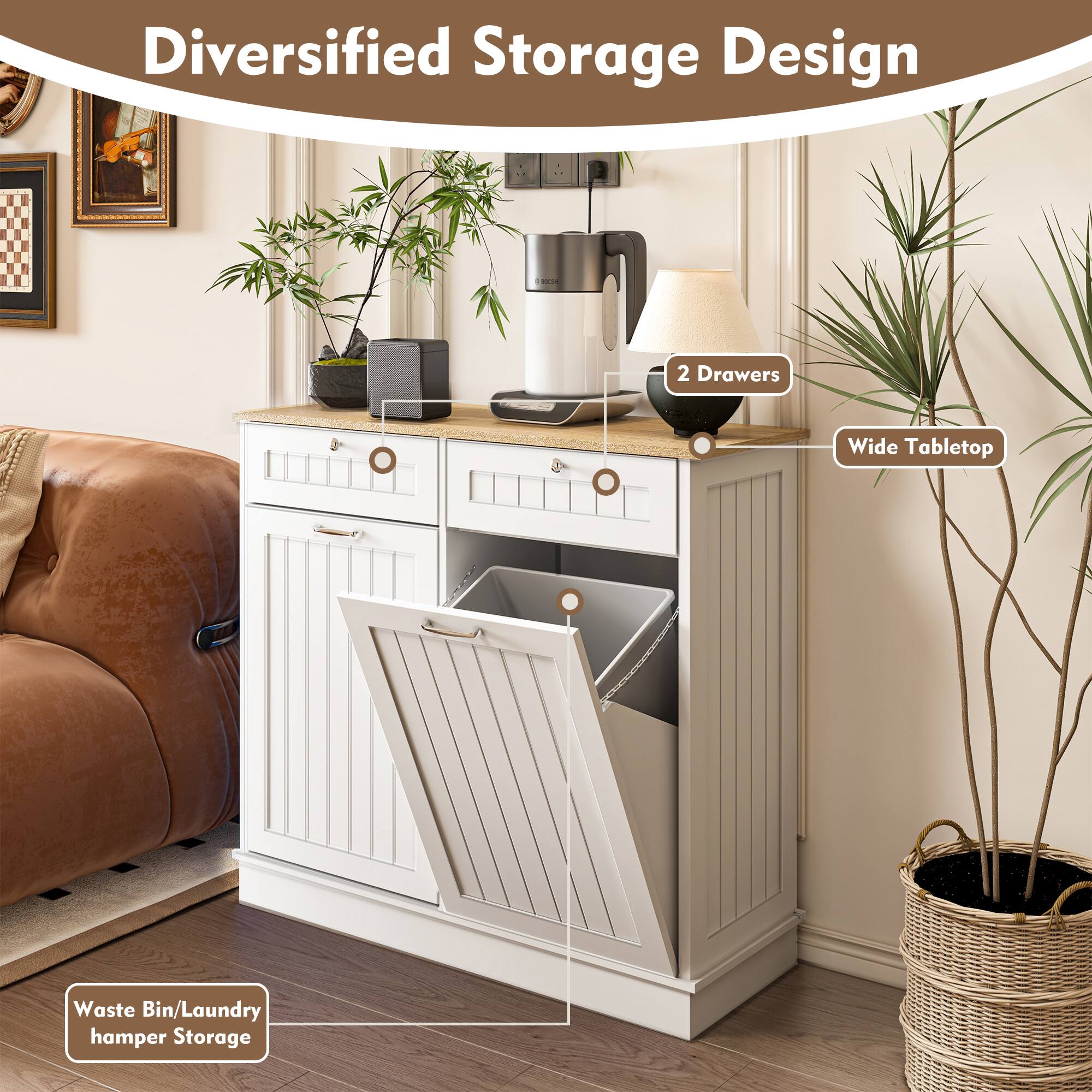 Best Buy: LOVMOR Farmhouse Ready to Assemble Cabinet Floor Tilt Out ...