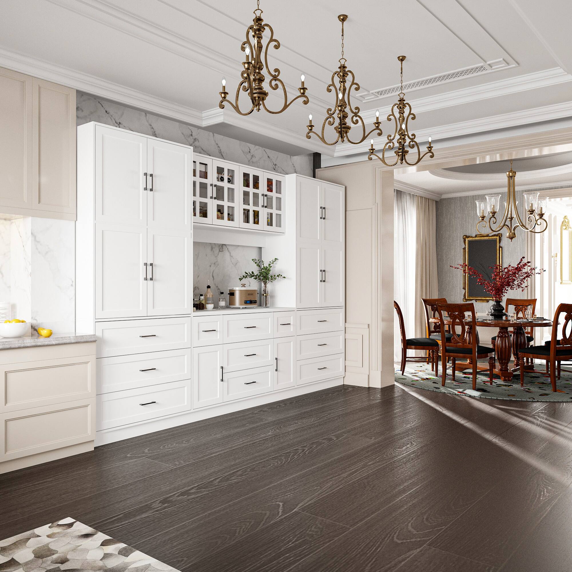 FUFU&GAGA Extra Large Buffet Sideboard with Glass Doors, Storage ...