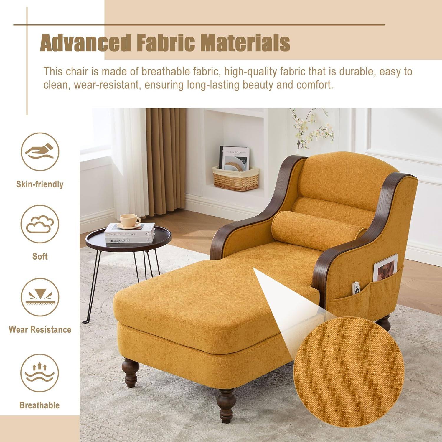 Trinkets Crazed Oversized Chaise Lounge Indoor,Fabric Single Sofa Bed ...