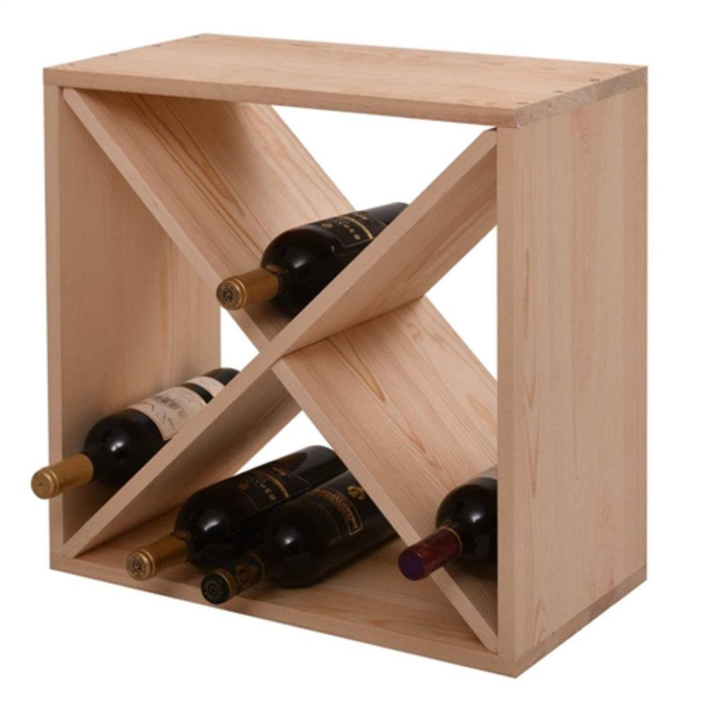 Hivvago 24 Bottle Solid Wood Stackable Modular Wine Rack Brown ...