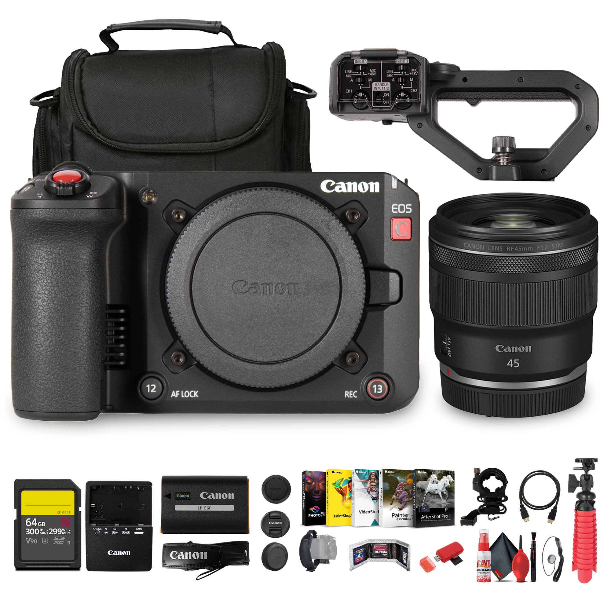 EOS C50 Full Frame Cinema Camera w/ Canon 45mm f/1.2 STM Lens RF Mount ...