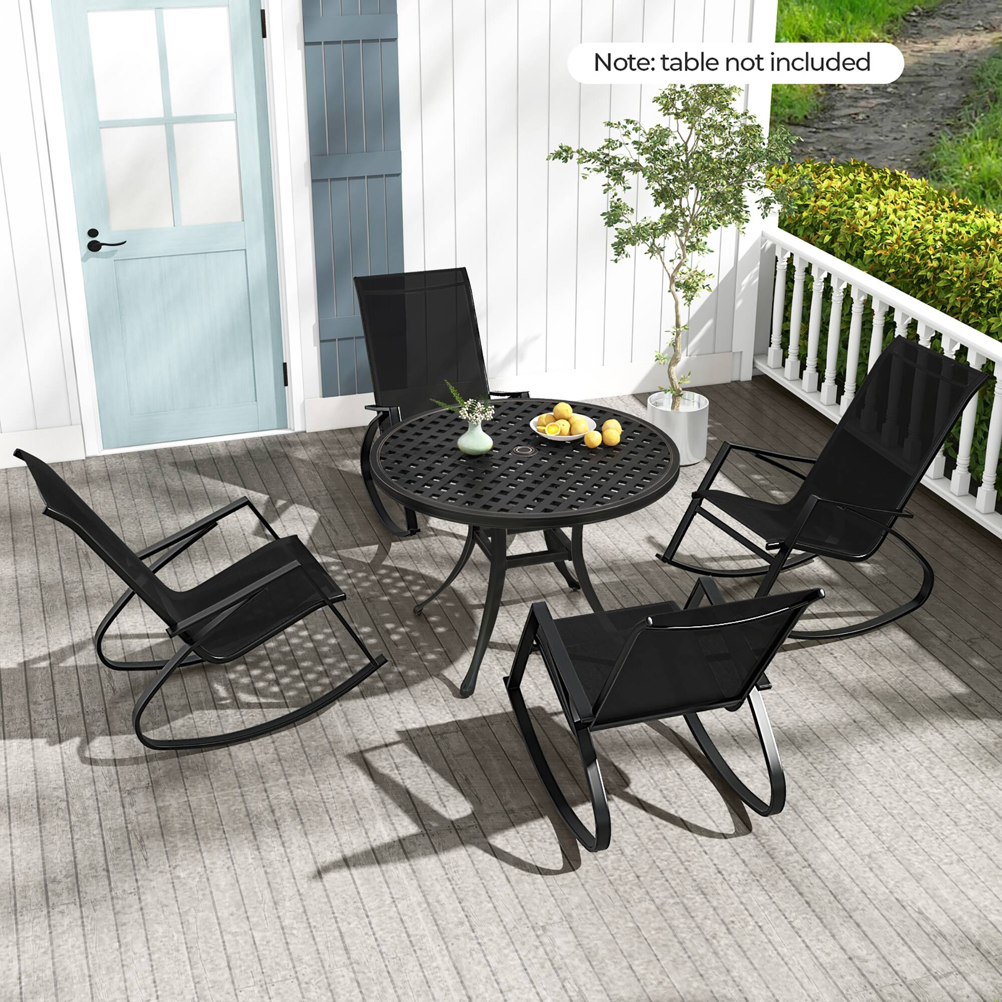 Gymax 2 PCS Patio Rocking Chairs w/ Ergonomic Backrest Seat Safe ...