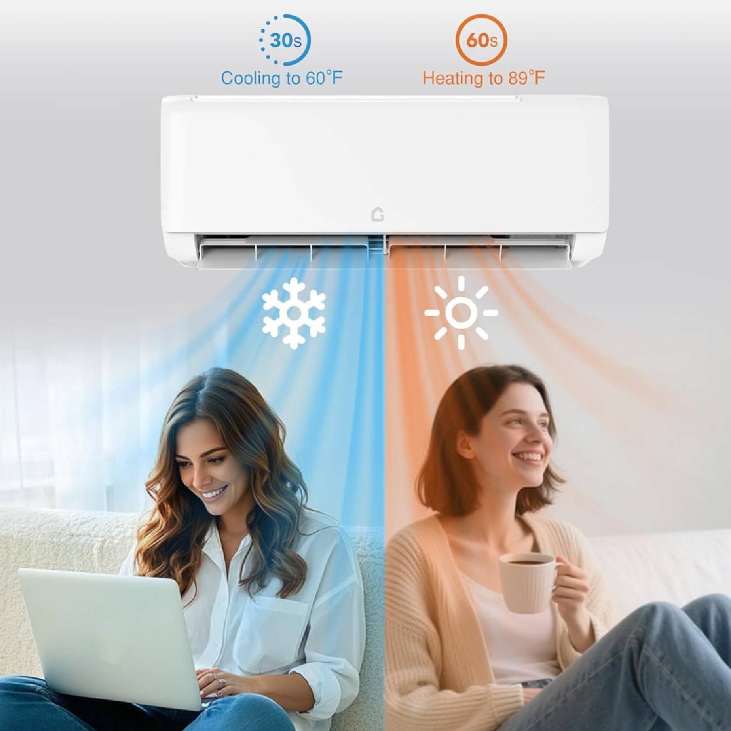 Acekool 24000 Btus Mini Split Air Conditioner AC & Heat Pump for Rooms ...