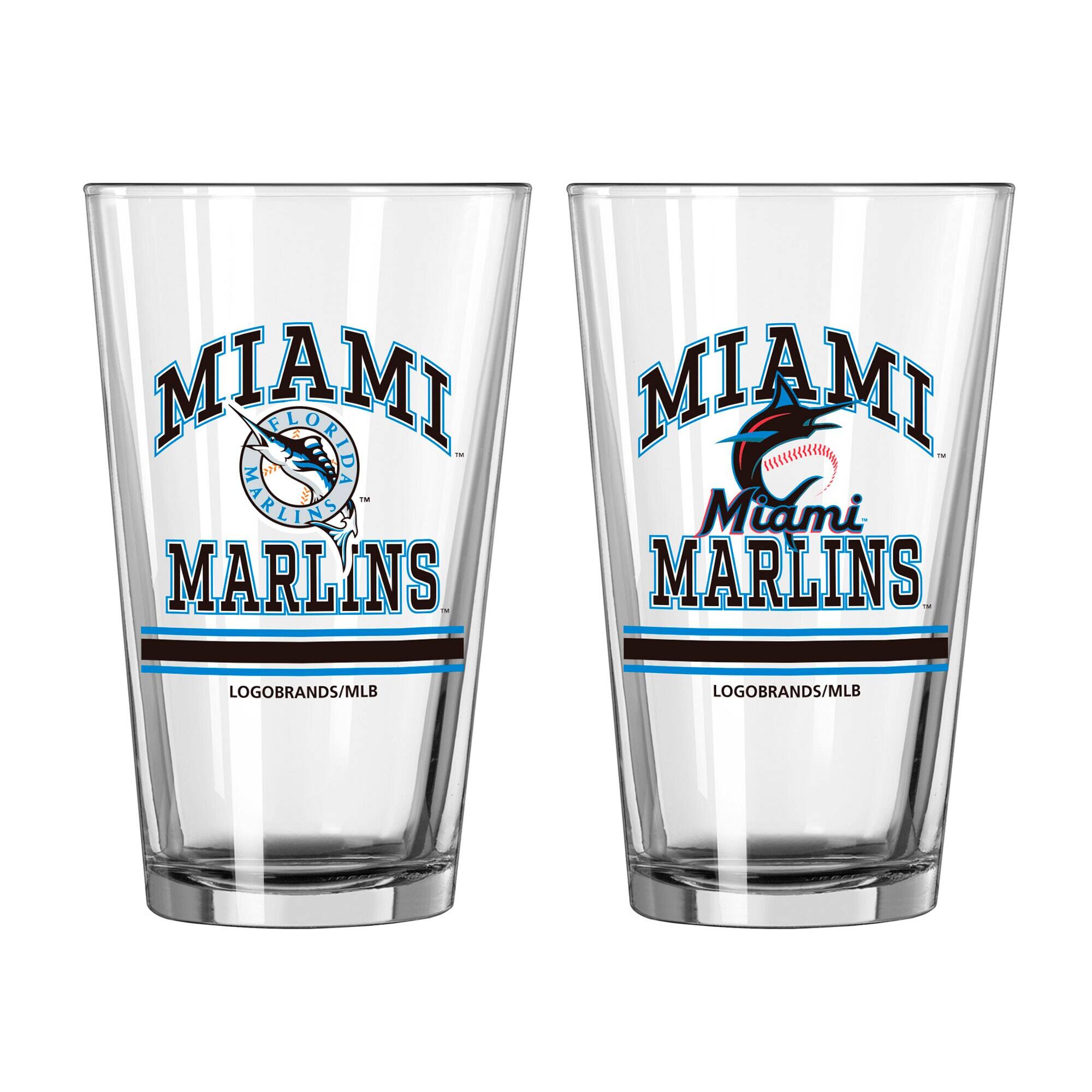 Logo Brands Miami Marlins 16oz. Pint Glass Two Pack Multicolor ...