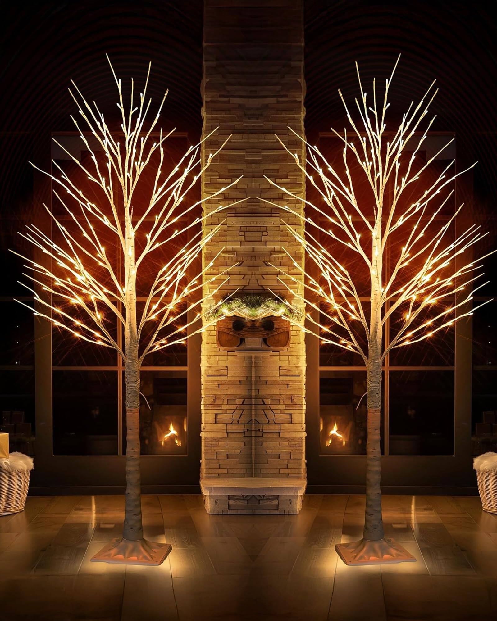 TECH SAFARI Lighted Birch Tree Total 288led Artificial Christmas Trees ...