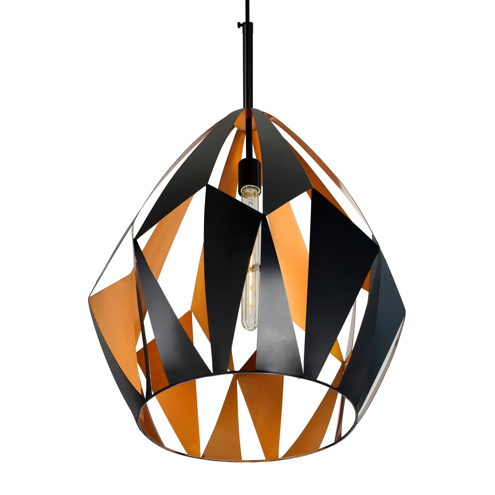 CWI Lighting Oxide 1 Light Down Pendant With Black+Copper Finish Black ...