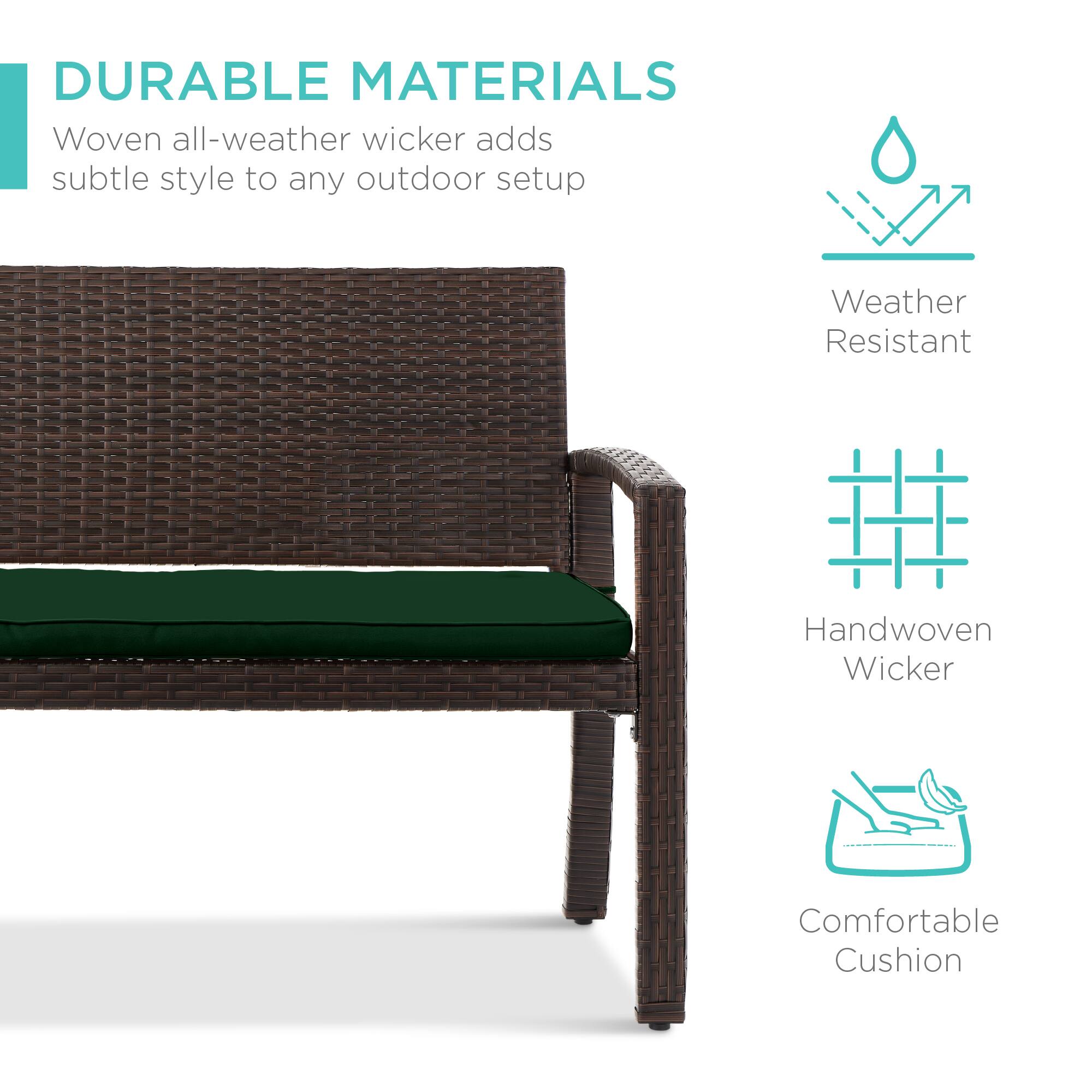 Best Choice Products 2 Person Outdoor Wicker Bench Garden Patio Porch ...