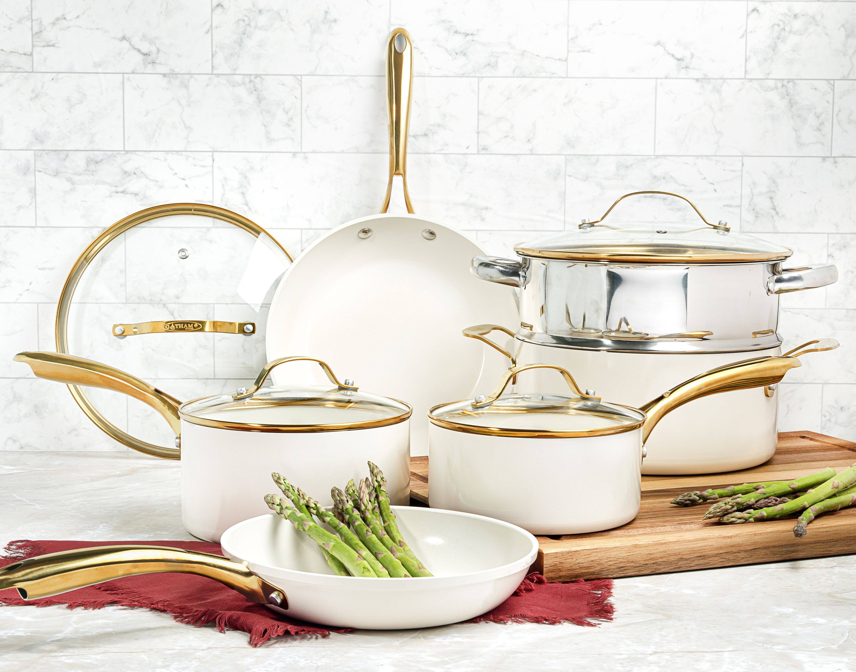 Gotham Steel 15 Piece Ultra Nonstick Ceramic Cookware Set with Utensils ...