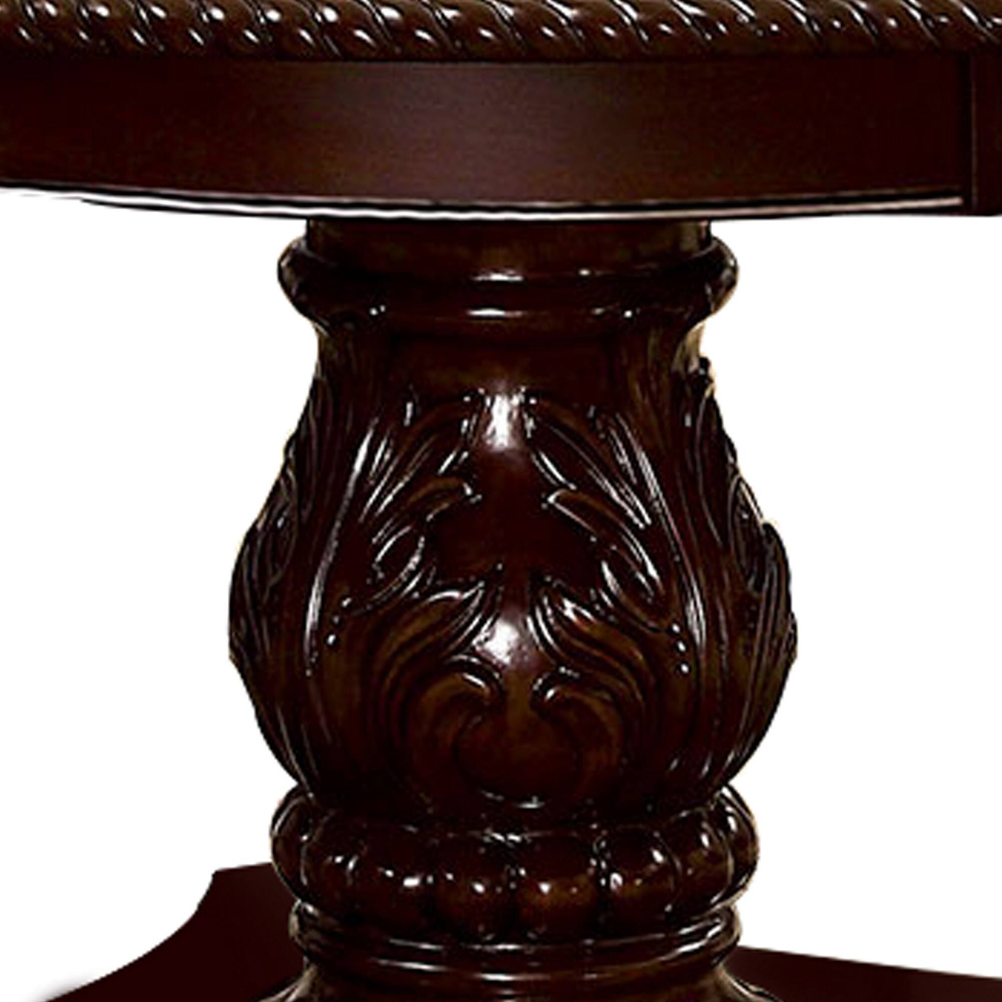 Manhattan Lane Traditional Round Dining Table with Carved Pedestal Base ...