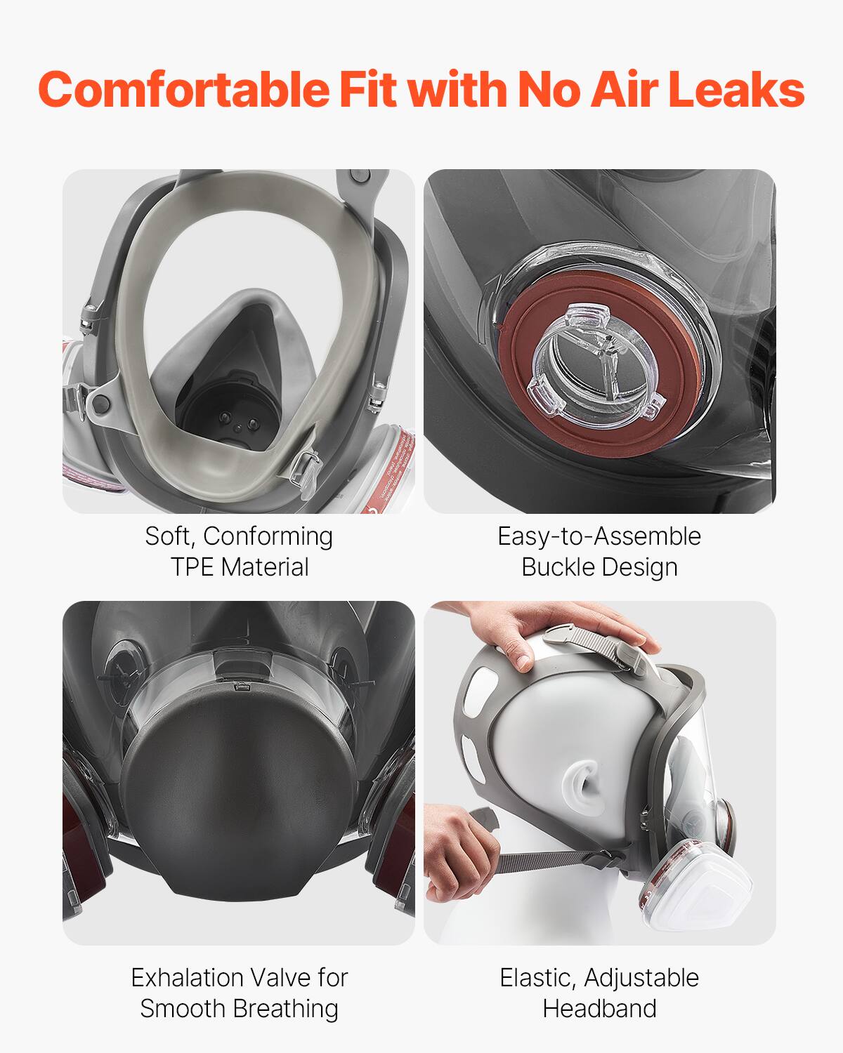 VEVOR Respirator Mask, Reusable Respirator Full Face Gas Cover with ...