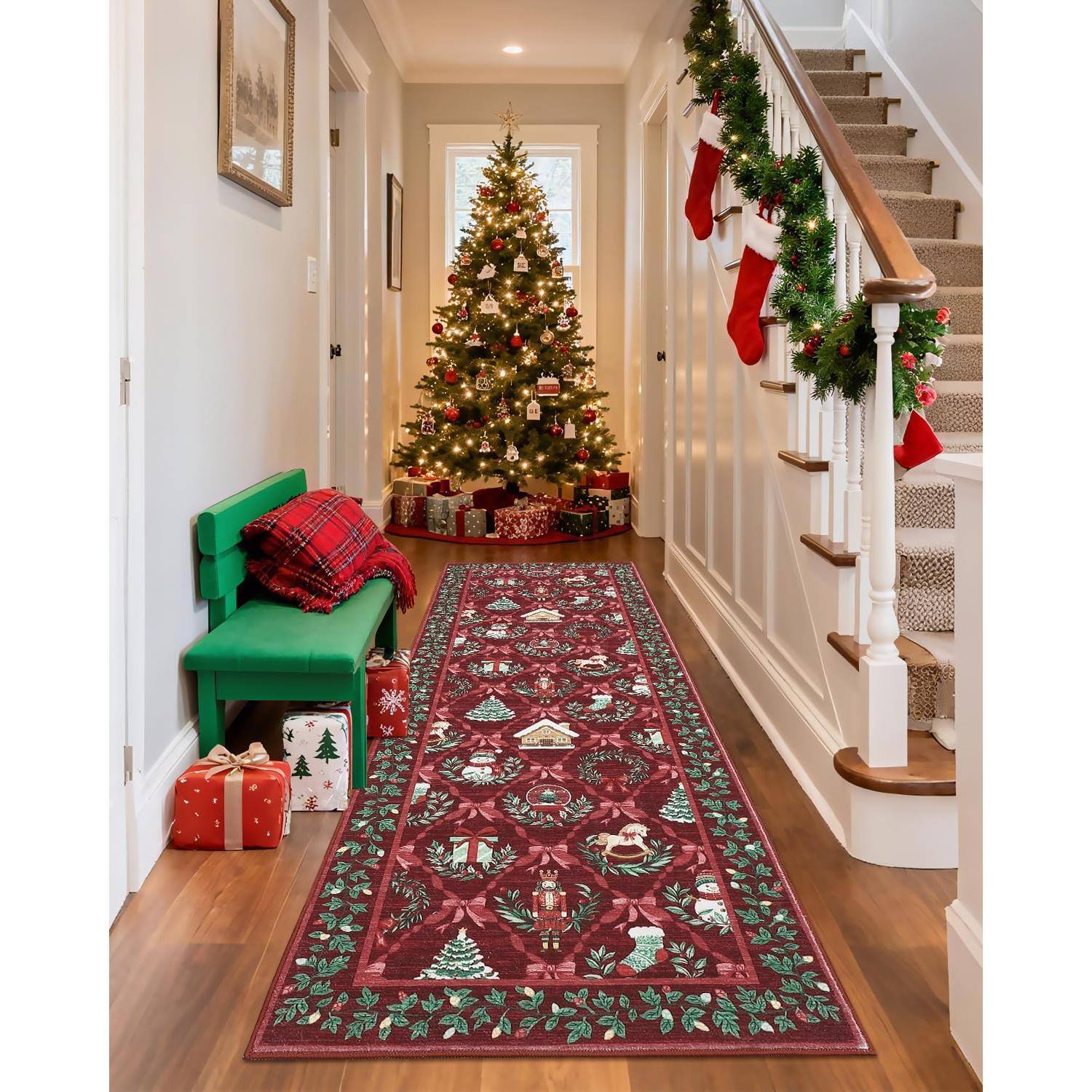 Paradigms Interiors Christmas Runner Rug 2. Runners For Hallways Non ...