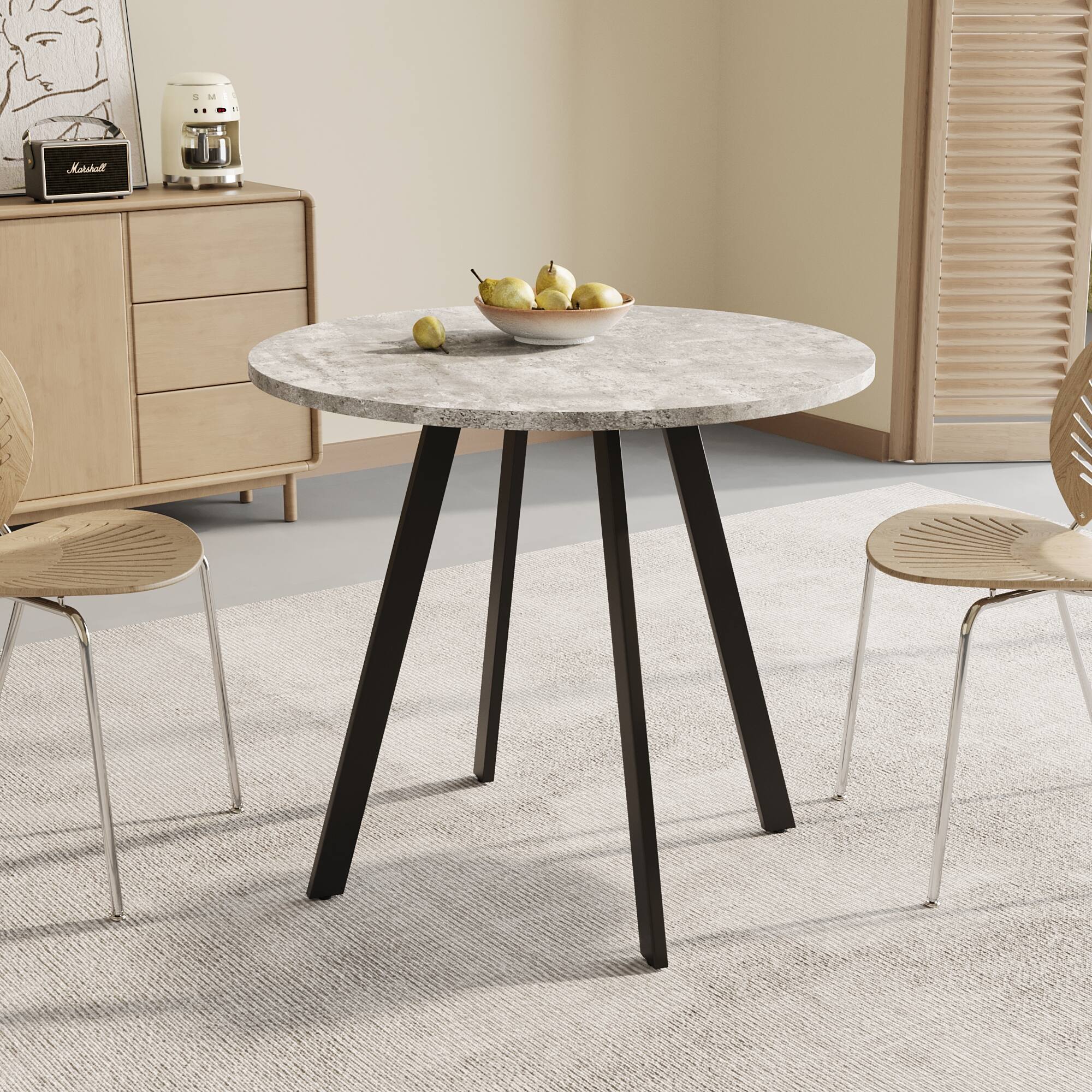TinyHomie Modern minimalist circular dining table cement texture ...