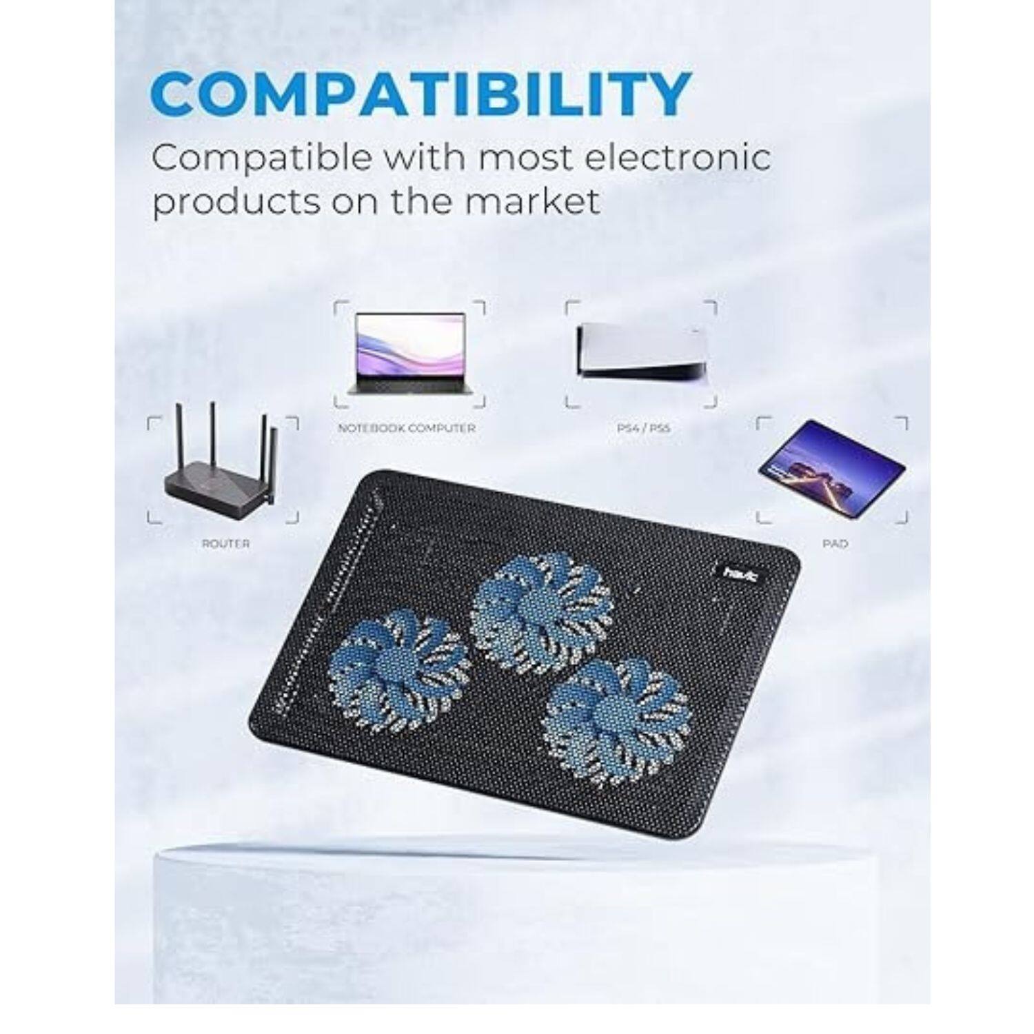 Stock Preferred USB Laptop Cooling Pad with 3 Quiet Fans Black COOLPAD ...