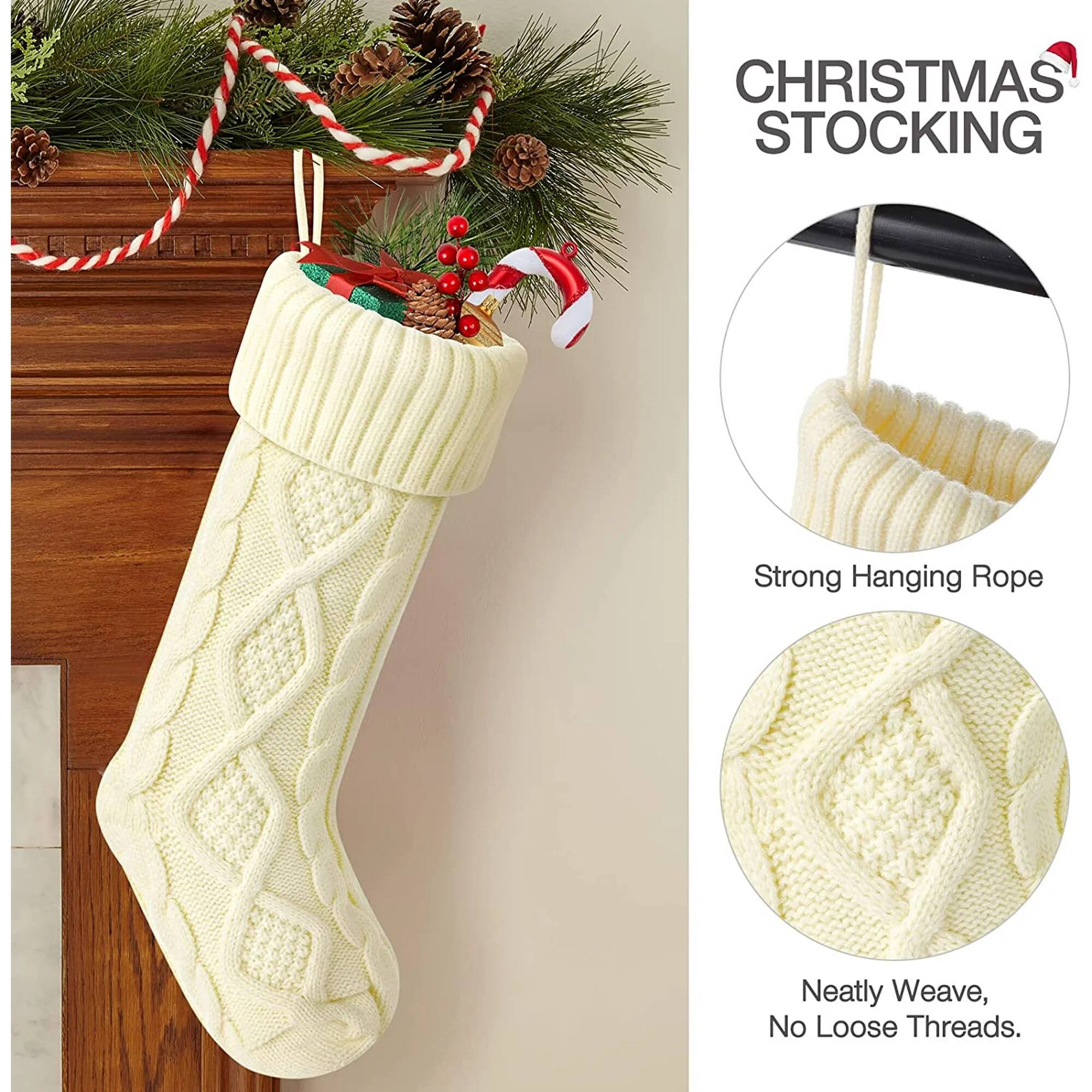 MOVSSOU Knit Christmas Stockings 18" Rustic Farmhouse Stocking 6 Pack ...