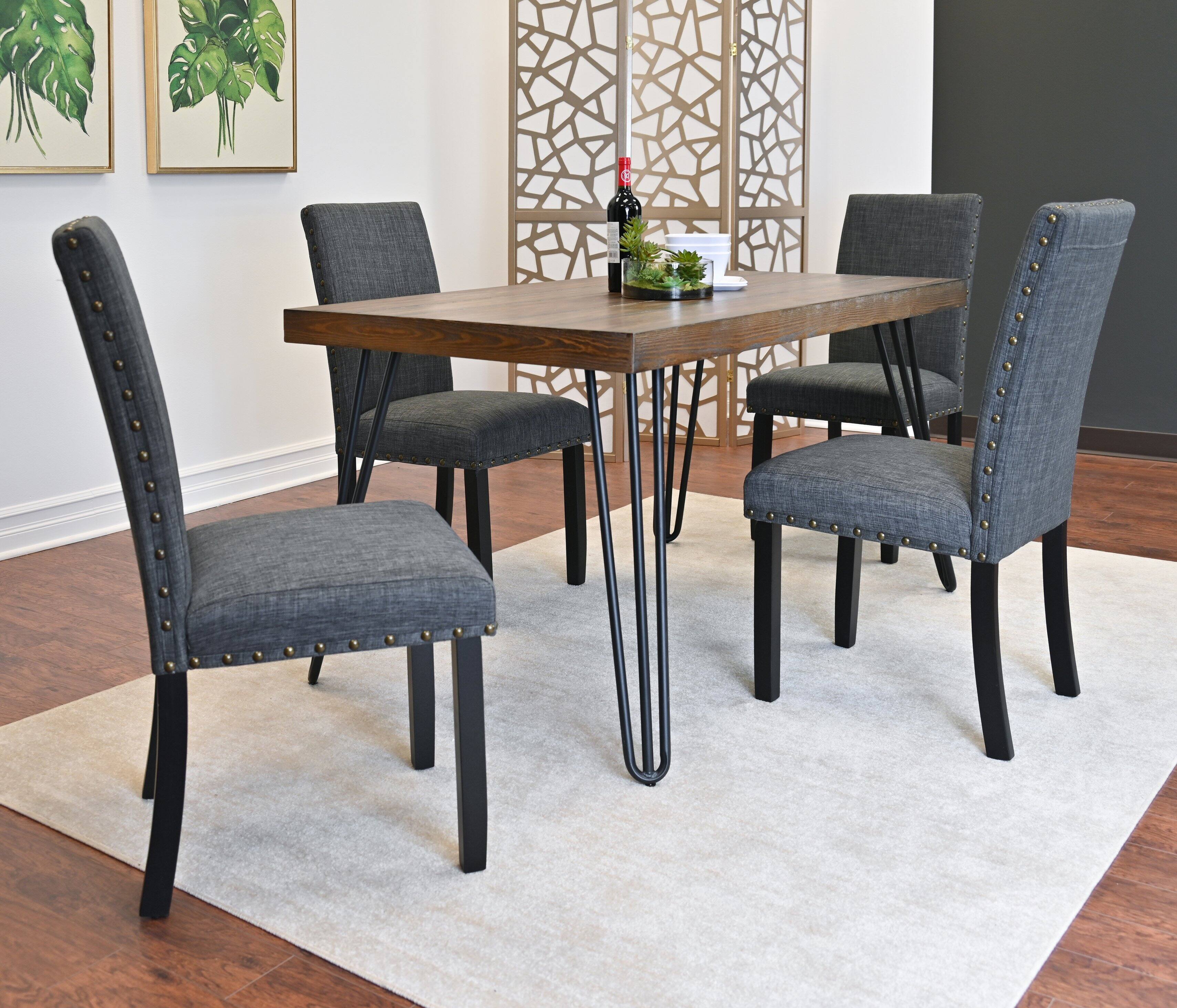 TinyHomie 5 Piece Dining Set Hairpin Dining Table with 4 Chairs 3 Color ...