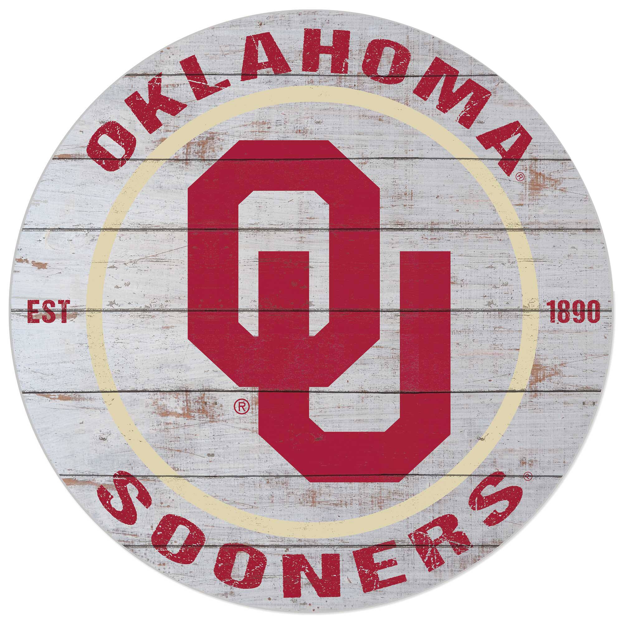 Jardine Oklahoma Sooners 20'' x 20'' Indoor/Outdoor Weathered Circle ...