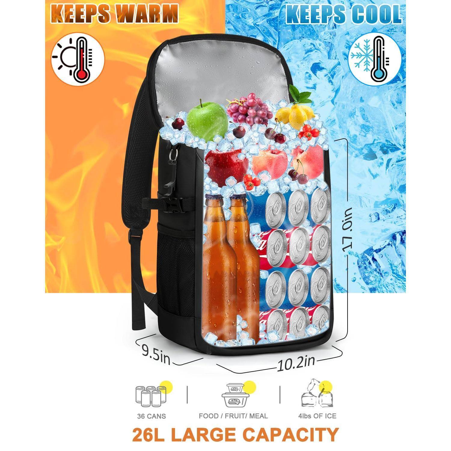 Live At Space 36/45 Cans Cooler Backpack Insulated Waterproof For Women ...