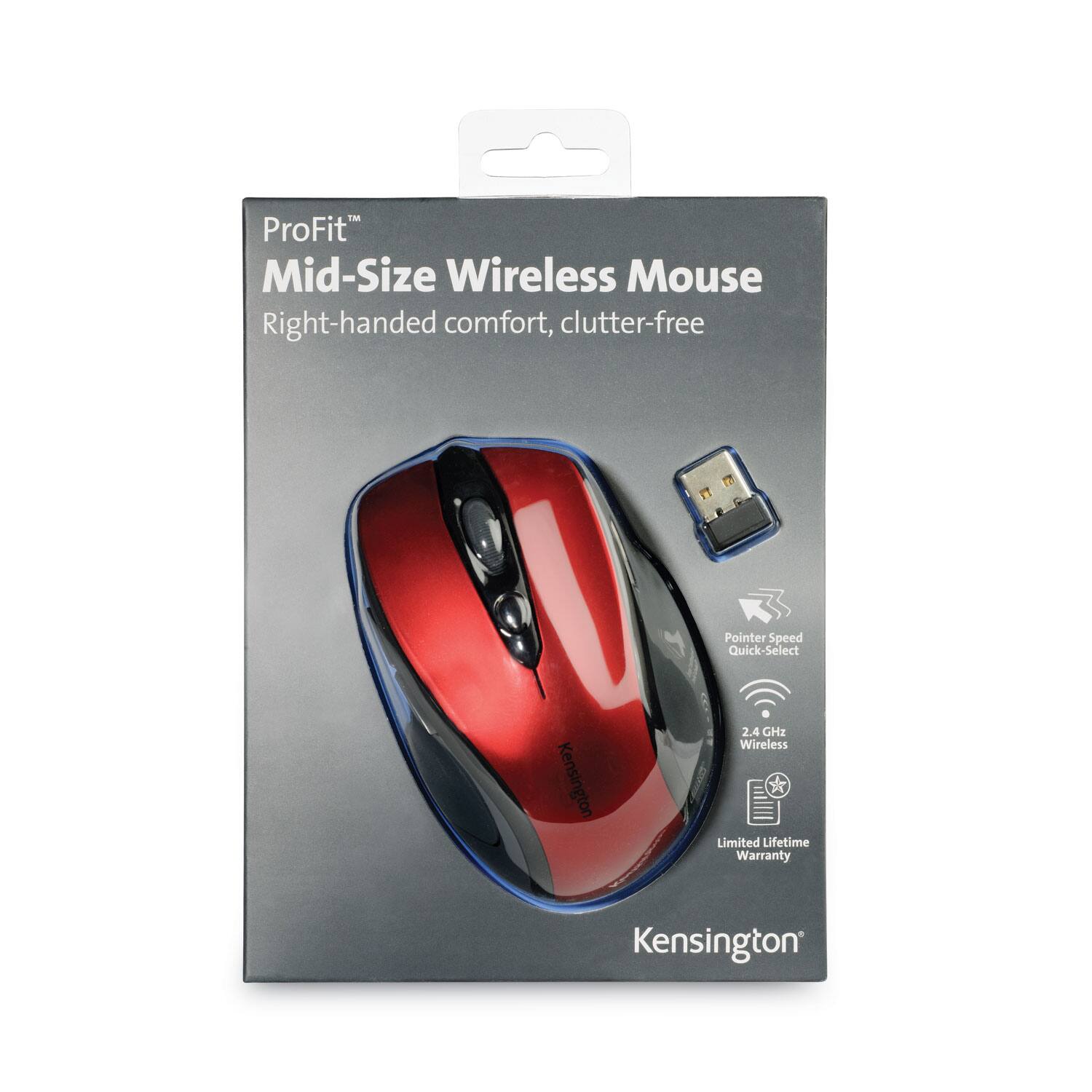 Kensington Pro Fit Mid Size Wireless Mouse Optical Wireless Radio ...