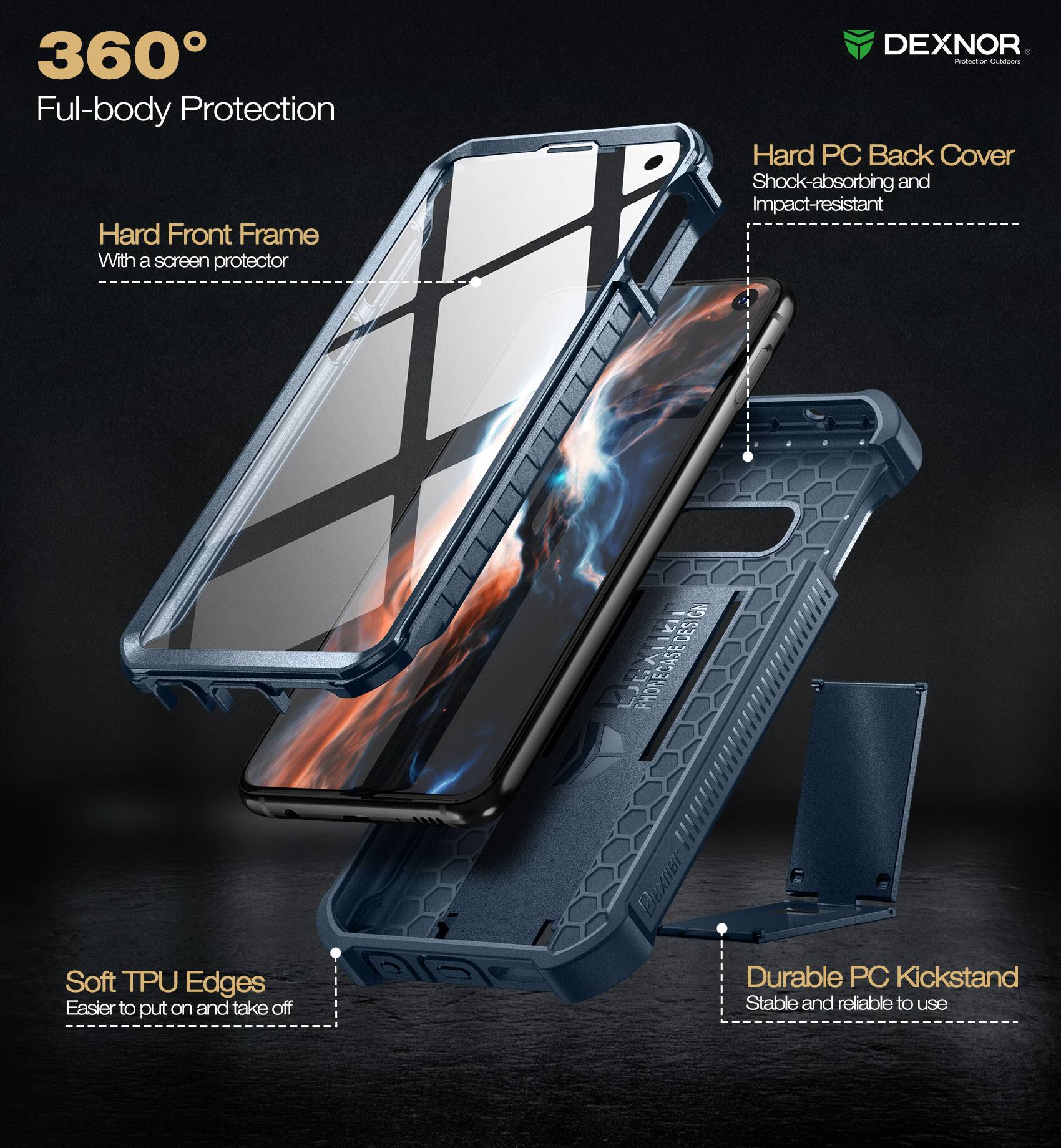 Dexnor Case for Samsung Galaxy S10e Case Heavy Duty Military Grade ...