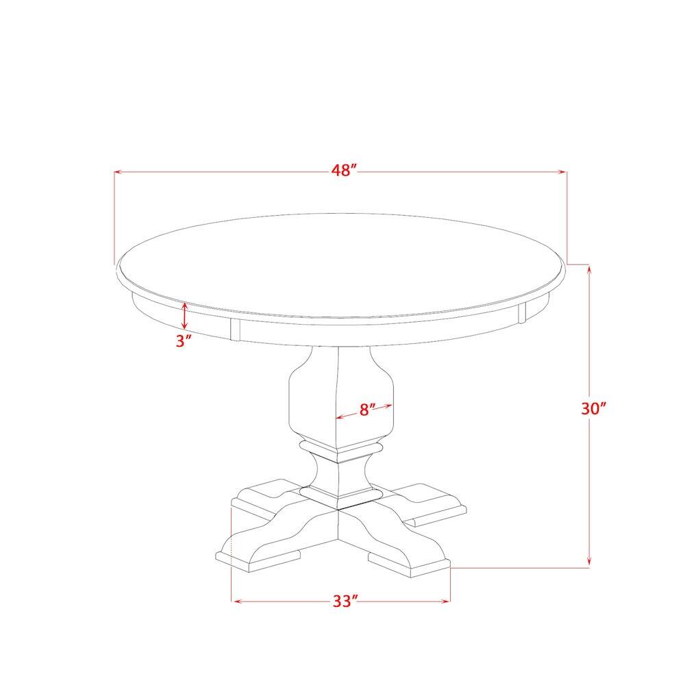 East West Furniture FERRIS Round Dining Table with Pedestal, Rustic ...
