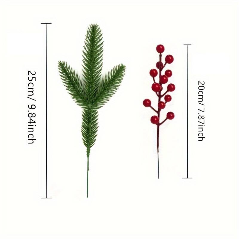 Auledio 48 Pack Festive Artificial Christmas Greenery Pine Needles with ...