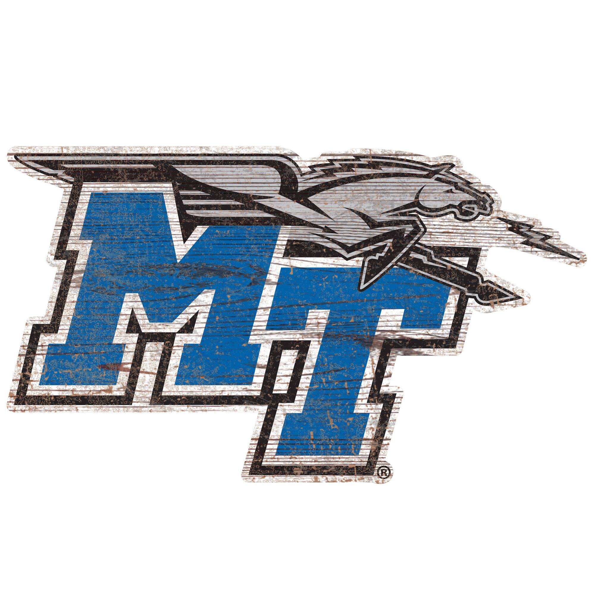 Fan Creations MTSU Blue Raiders Distressed Logo Cutout Sign Multicolor ...