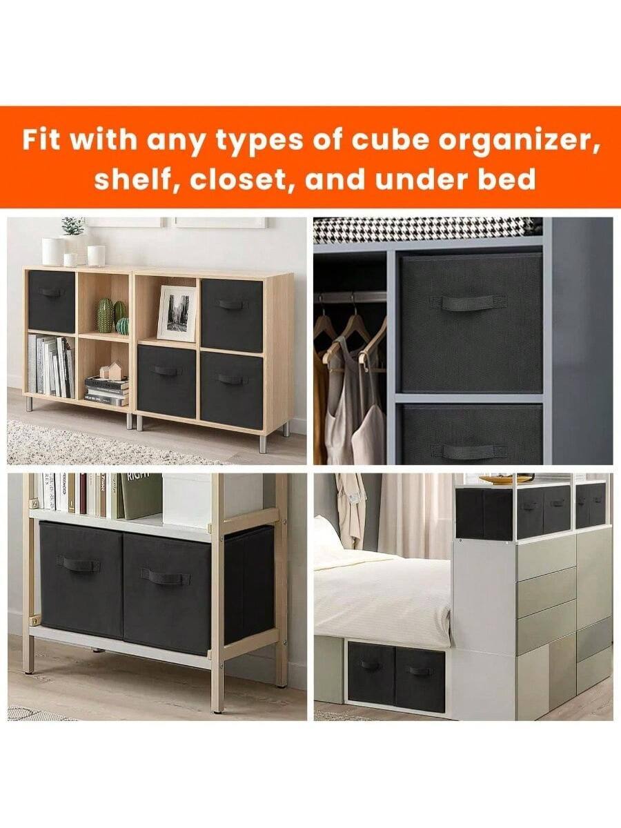 Live At Space Storage Cubes 11 Inch Heavy Duty Fabric Bins Shelves ...