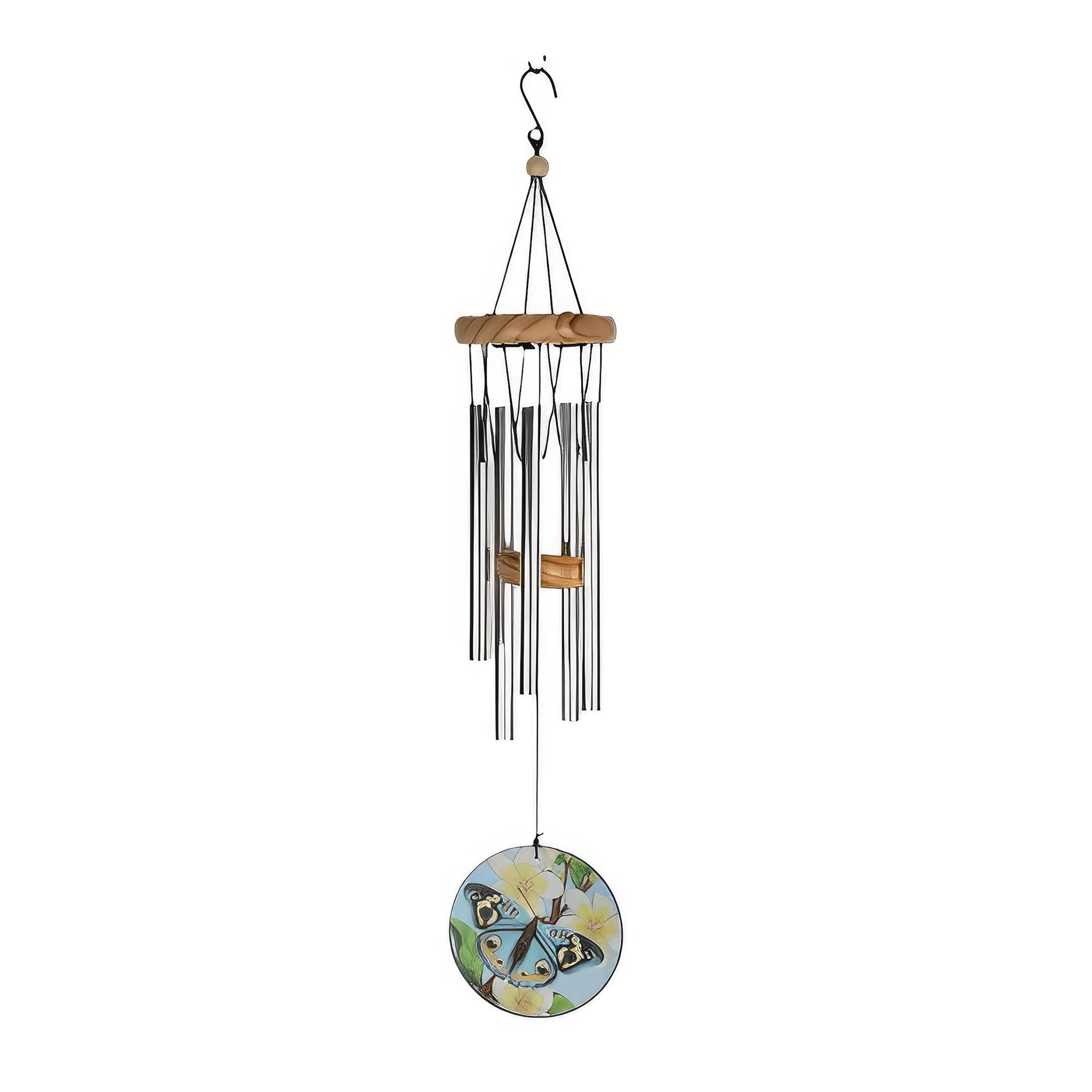 FC Design 20" Long Mini Wood Top Chime Butterfly Wind Chime Outdoor ...