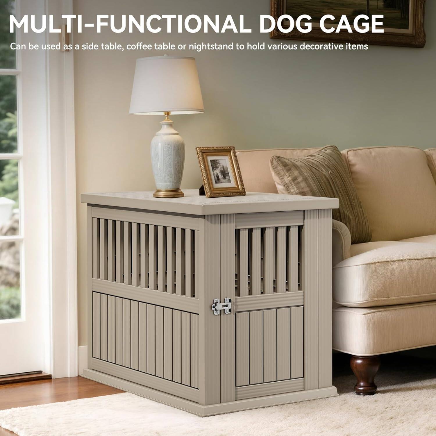 Decksplore Plastic Dog Crate, Furniture Style Nightstand & Side Table ...