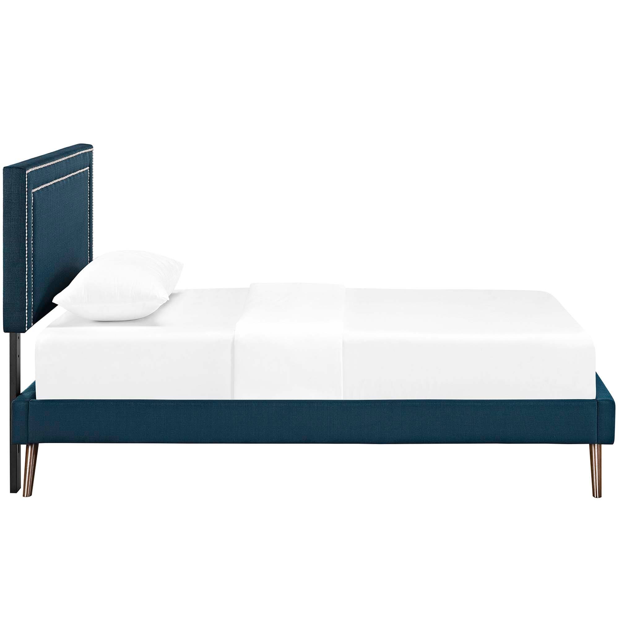 Modway Virginia Fabric Platform Bed with Round Splayed Legs Azure MOD ...
