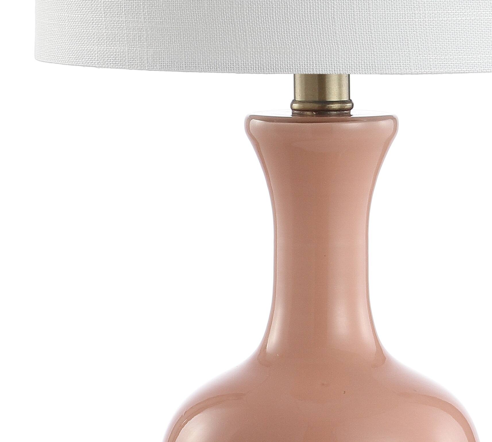 Jonathan Y Cox 22" Metal/Glass LED Table Lamp, Light Coral (Set of 2 ...