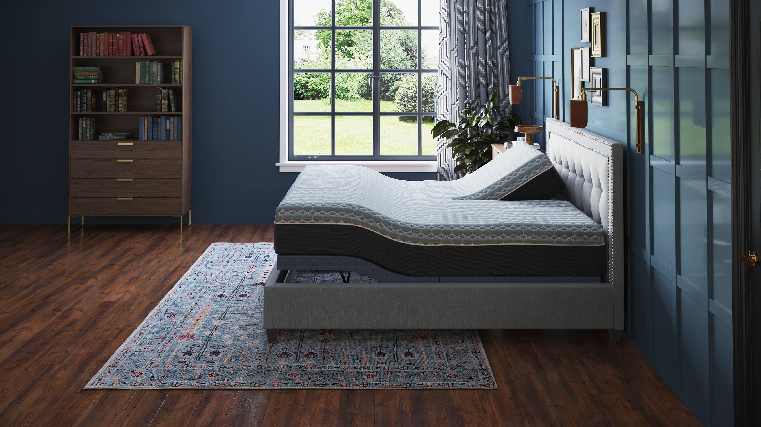 Tiramisubest California King Adjustable Bed Base, Blue+Grey Steel ...