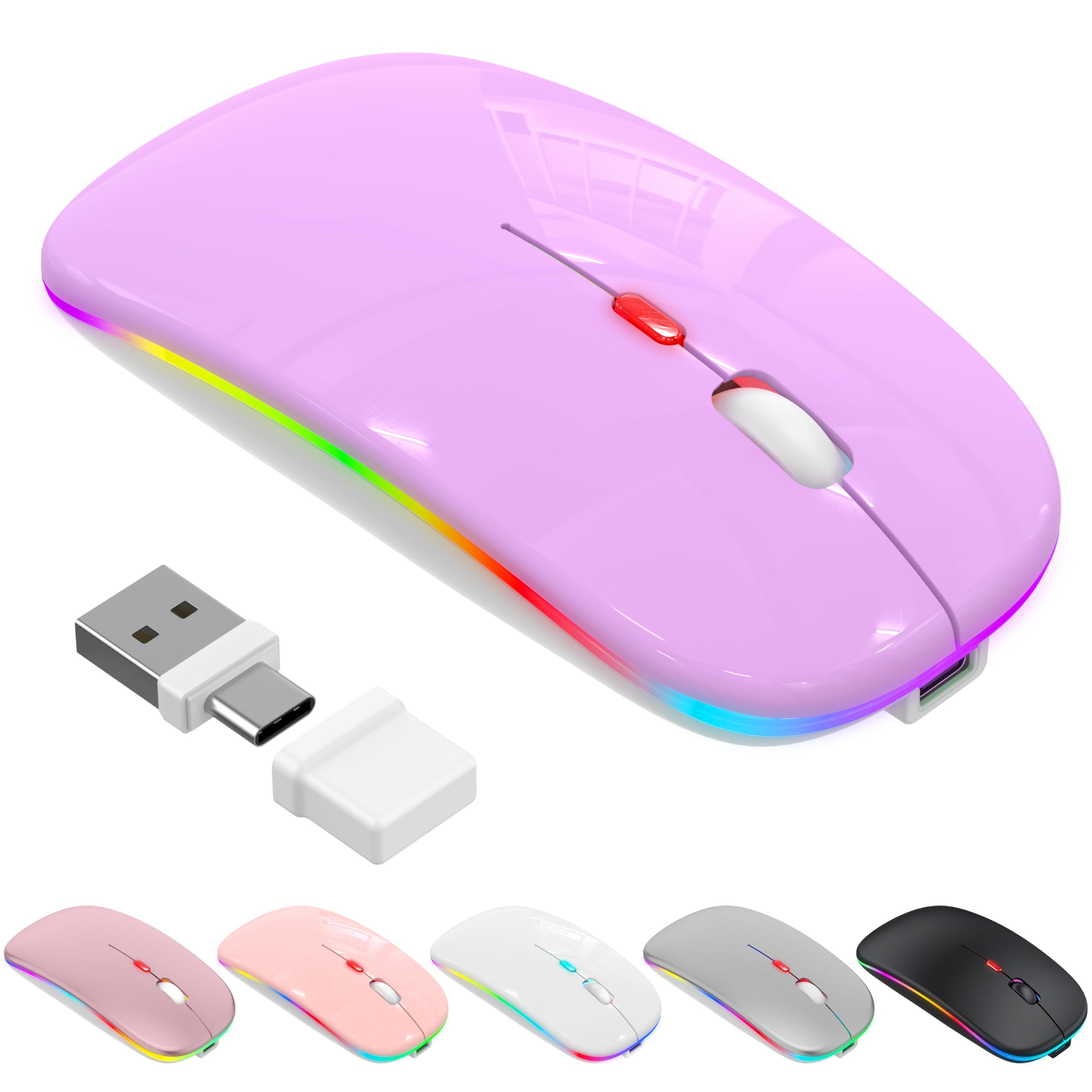 Cozy Serene Wireless Mouse Rechargeable Silent USB Type C LED Slim With ...