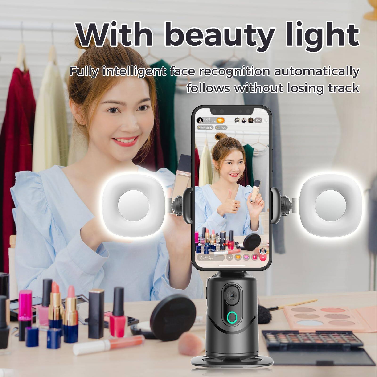 PO3TICJUNKI3 Auto Face Tracking Phone Holder No App Required 360 ...