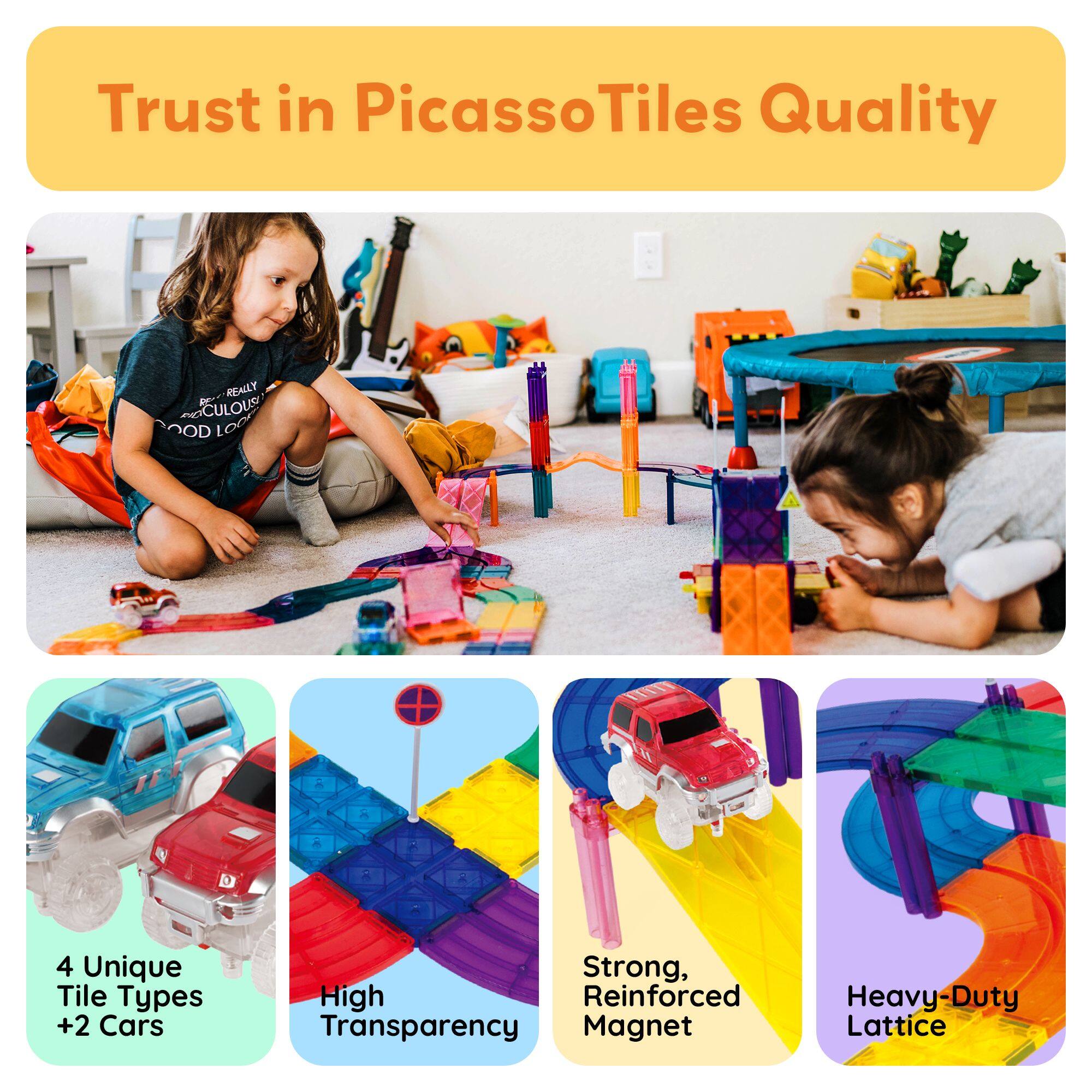 PicassoTiles PICASSO TILES Race Track Magnetic Tiles for Kids, 30PCS ...