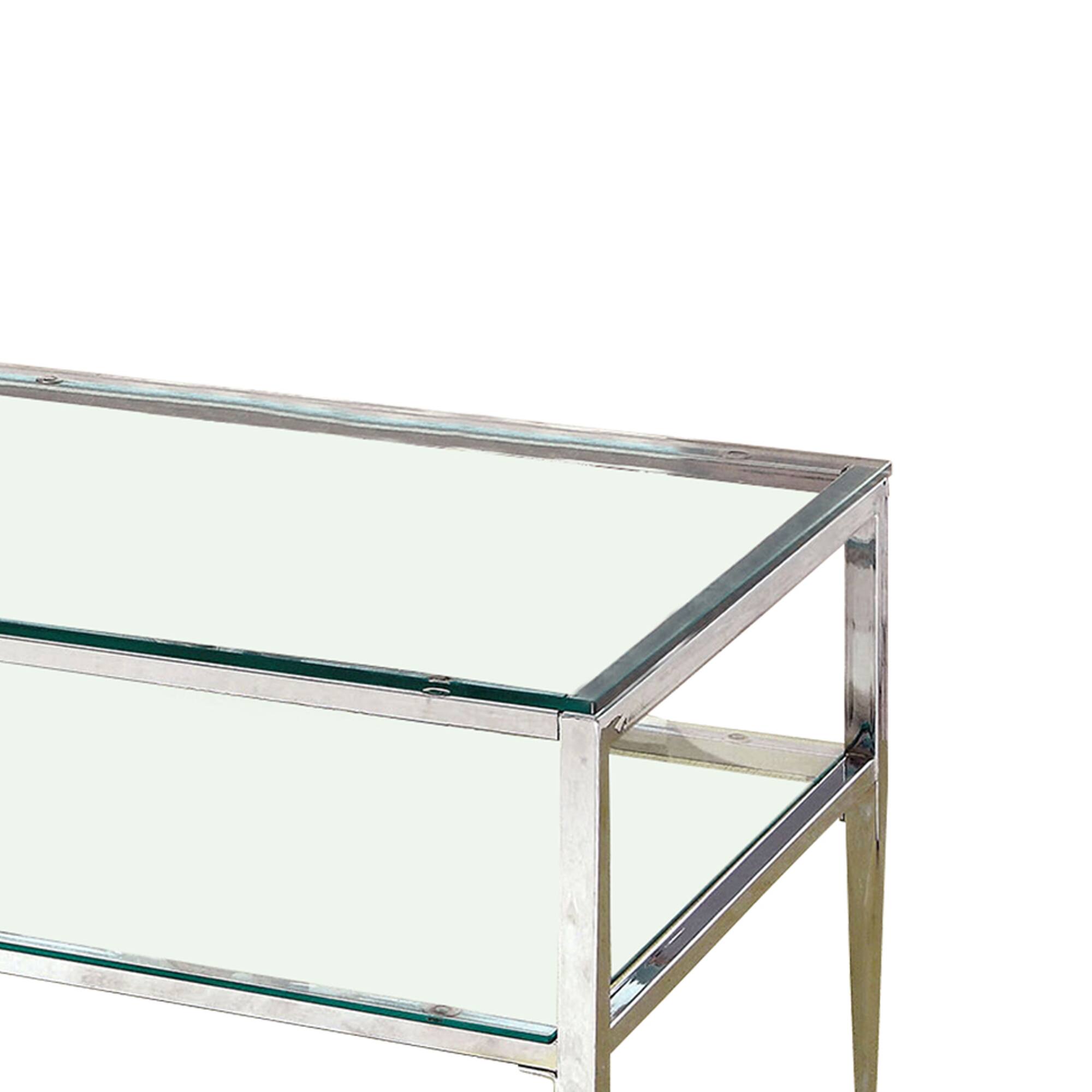 Manhattan Lane Coffee Table with Rectangular Glass Top and Tapered Legs ...