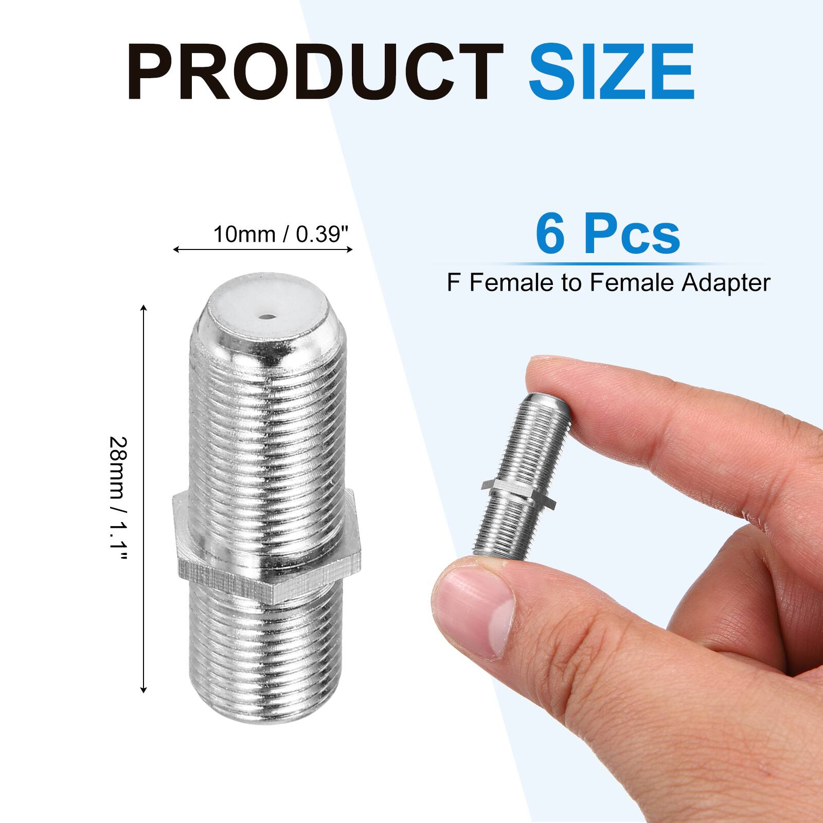 Unique Bargains 6pcs RG6 Coaxial Connector, F Female to Female, 75 Ohm ...