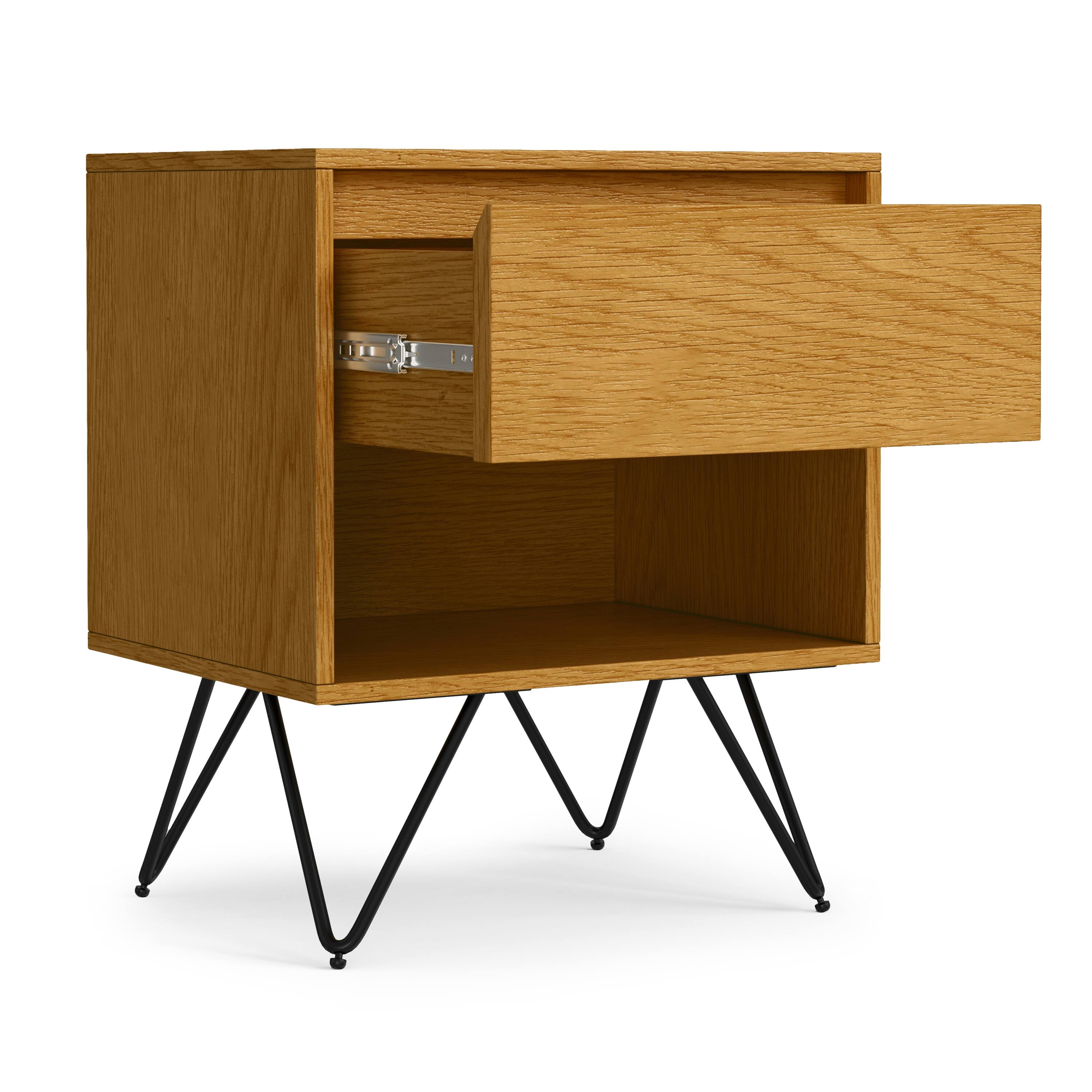 Simpli Home Hunter 20 inch Wide Industrial Nightstand Oak AXCHUN-78-OAK ...