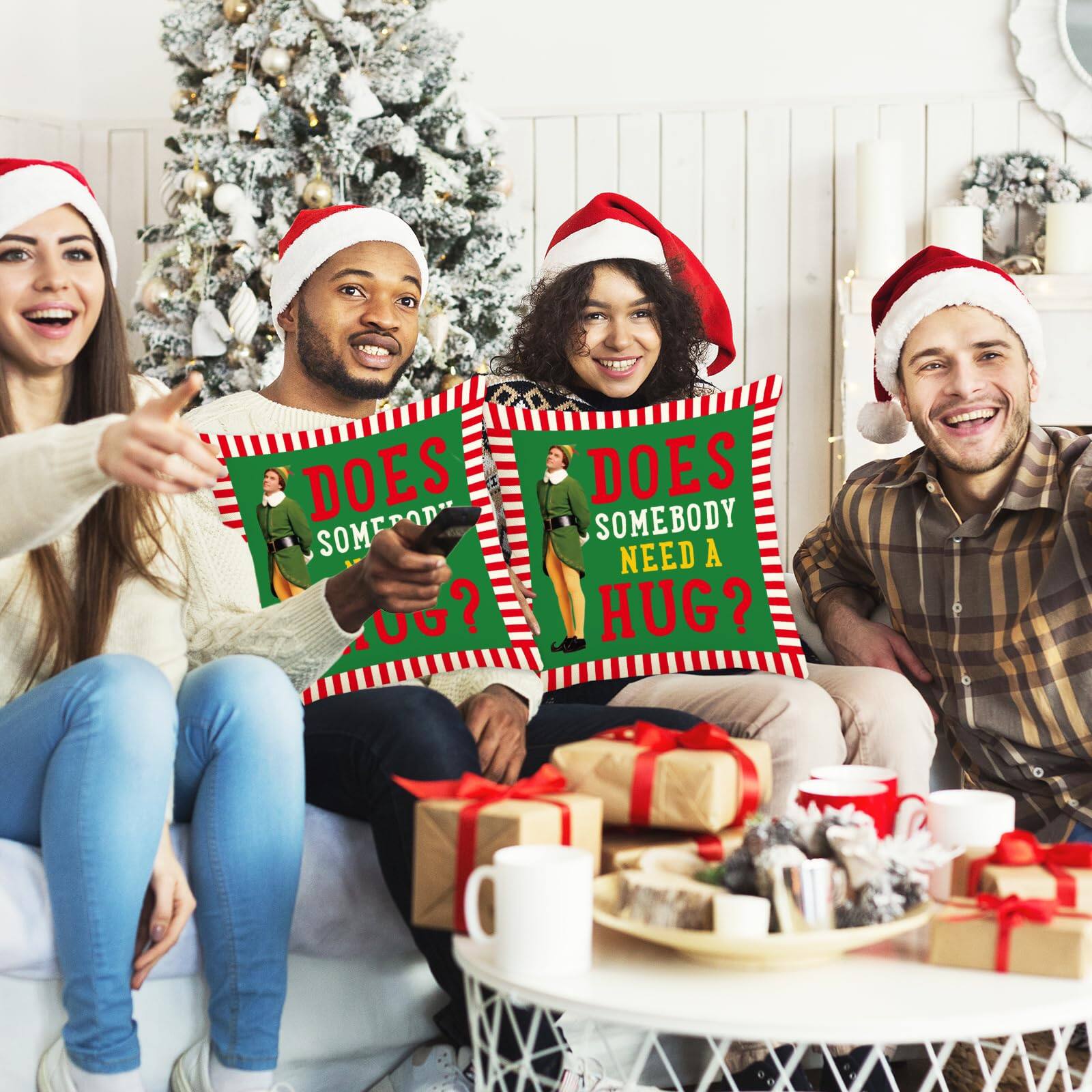 Paradigms Interiors Buddy The Christmas Decorations Funny Pillow Covers ...