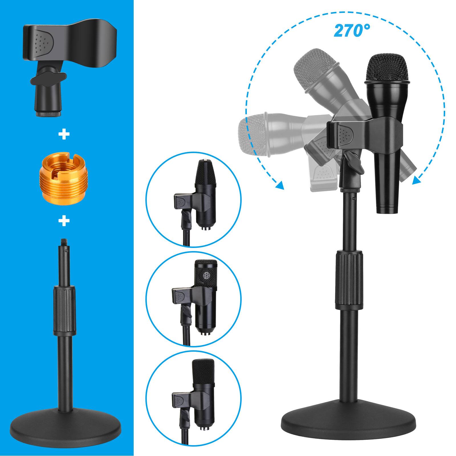 AGPtek Desk Microphone Stand with Mic Clip 5/8" Male to 3/8" Female ...