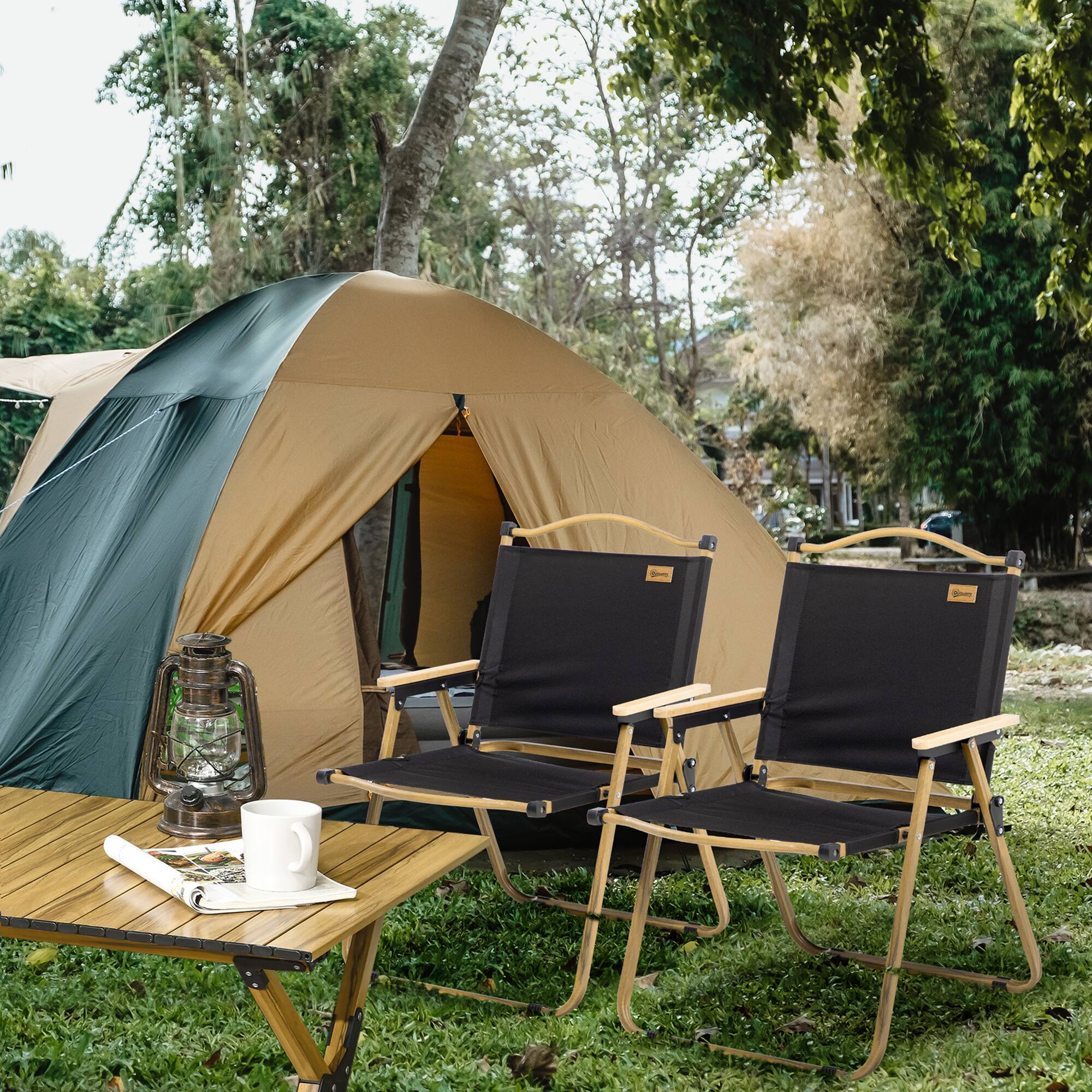 Outsunny 2 Pack Folding Camping Chair, Lightweight & Portable Beach ...